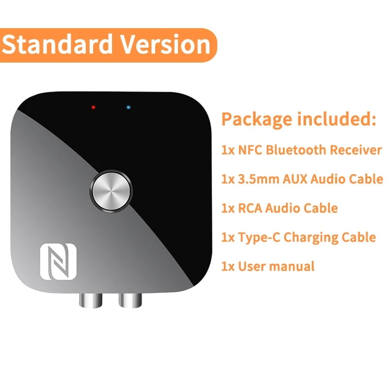NFC Bluetooth 5.3 Receiver With Mic USB 3.5mm AUX R/L RCA U-Disk Stereo Wireless Music Audio ...
