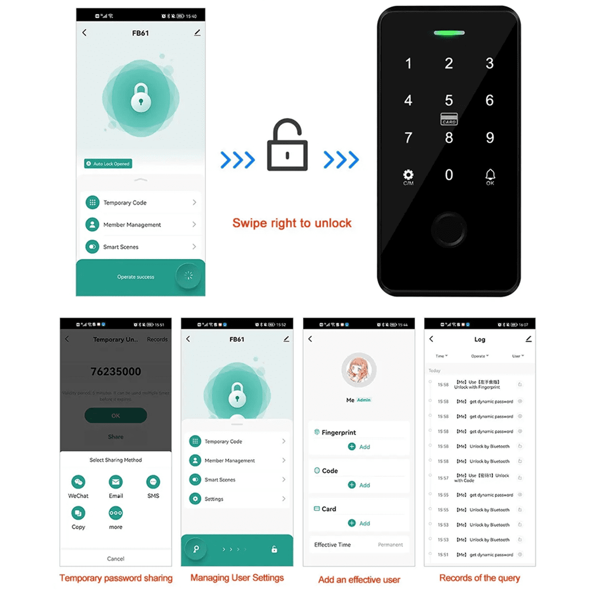 NFC Bluetooth Tuya APP Access Control Keypad Waterproof RFID Keyboard 13.56MHz Biometric ...