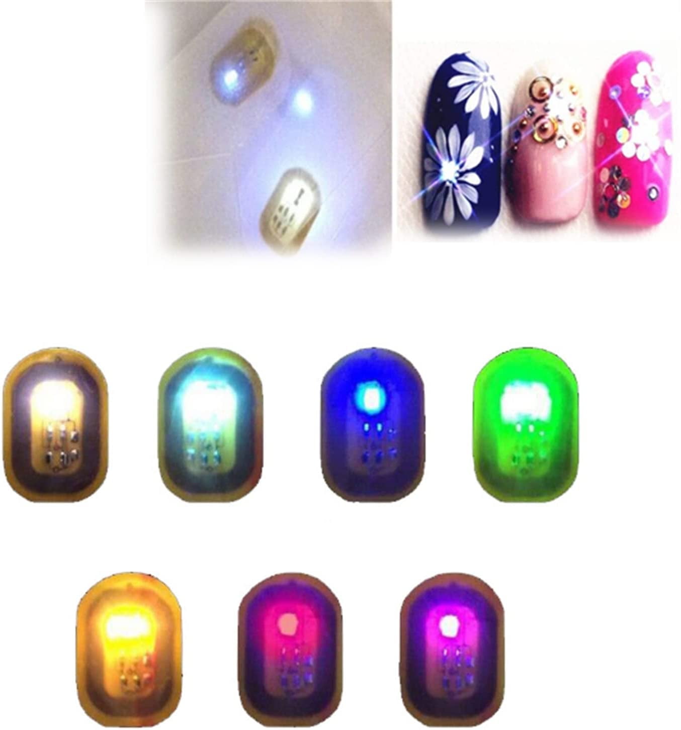 NFC Nail Stickers, 7pcs NFC Luminous Nail Art Patch, Mobile Sensors LED ...