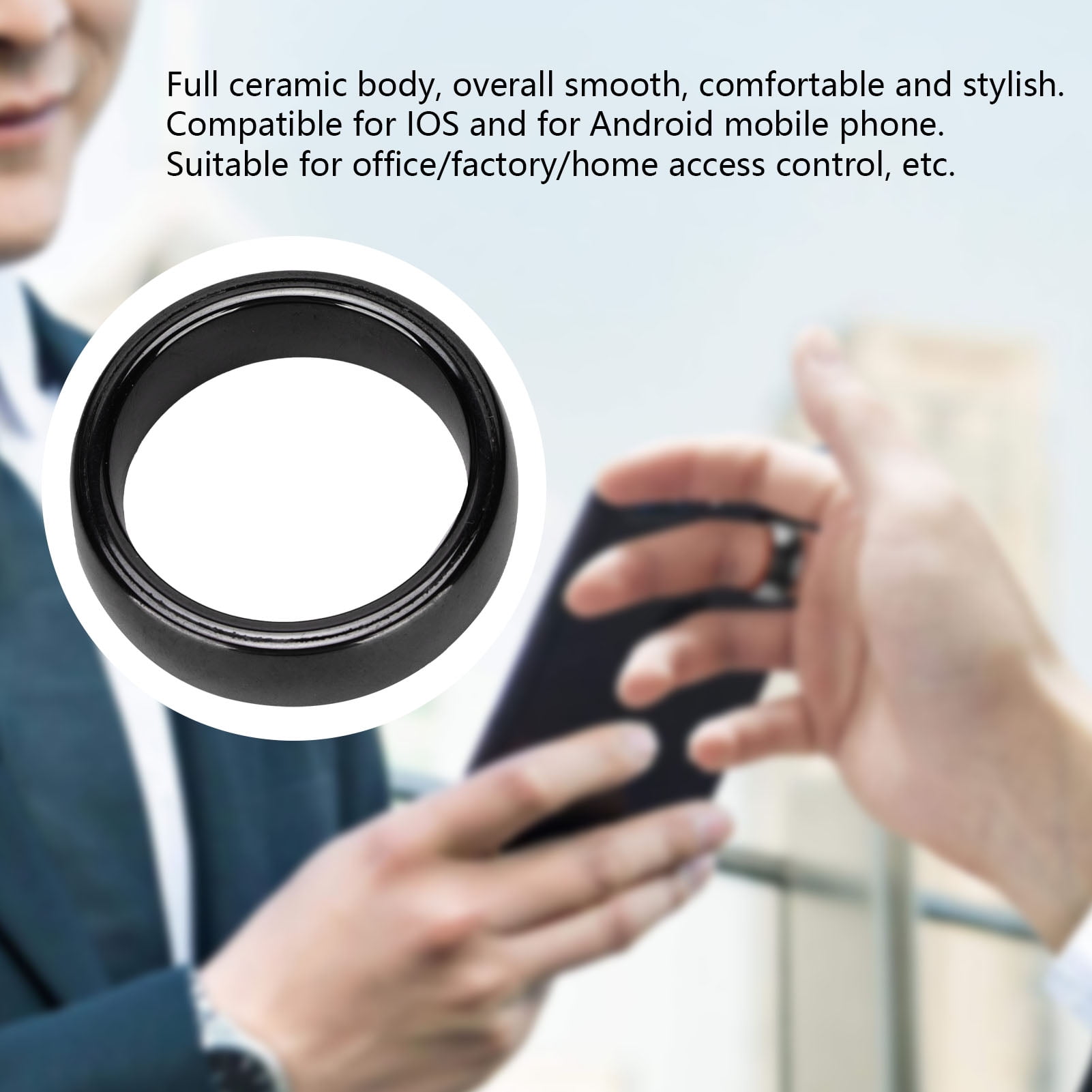 NFC Smart Ceramic Ring Simulate IC ID Cards IP67 Waterproof Fashionable ...