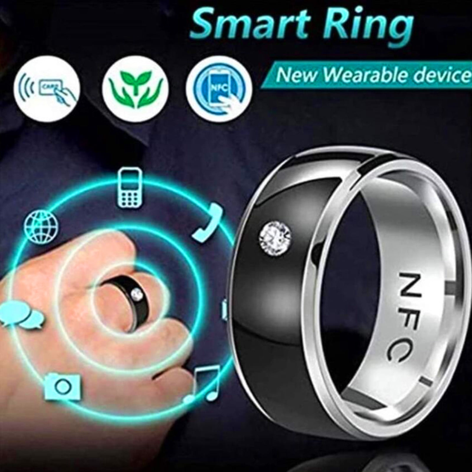 NFC Smart Mobile Phone Ring, Stainless Steel Wireless Communication and ...