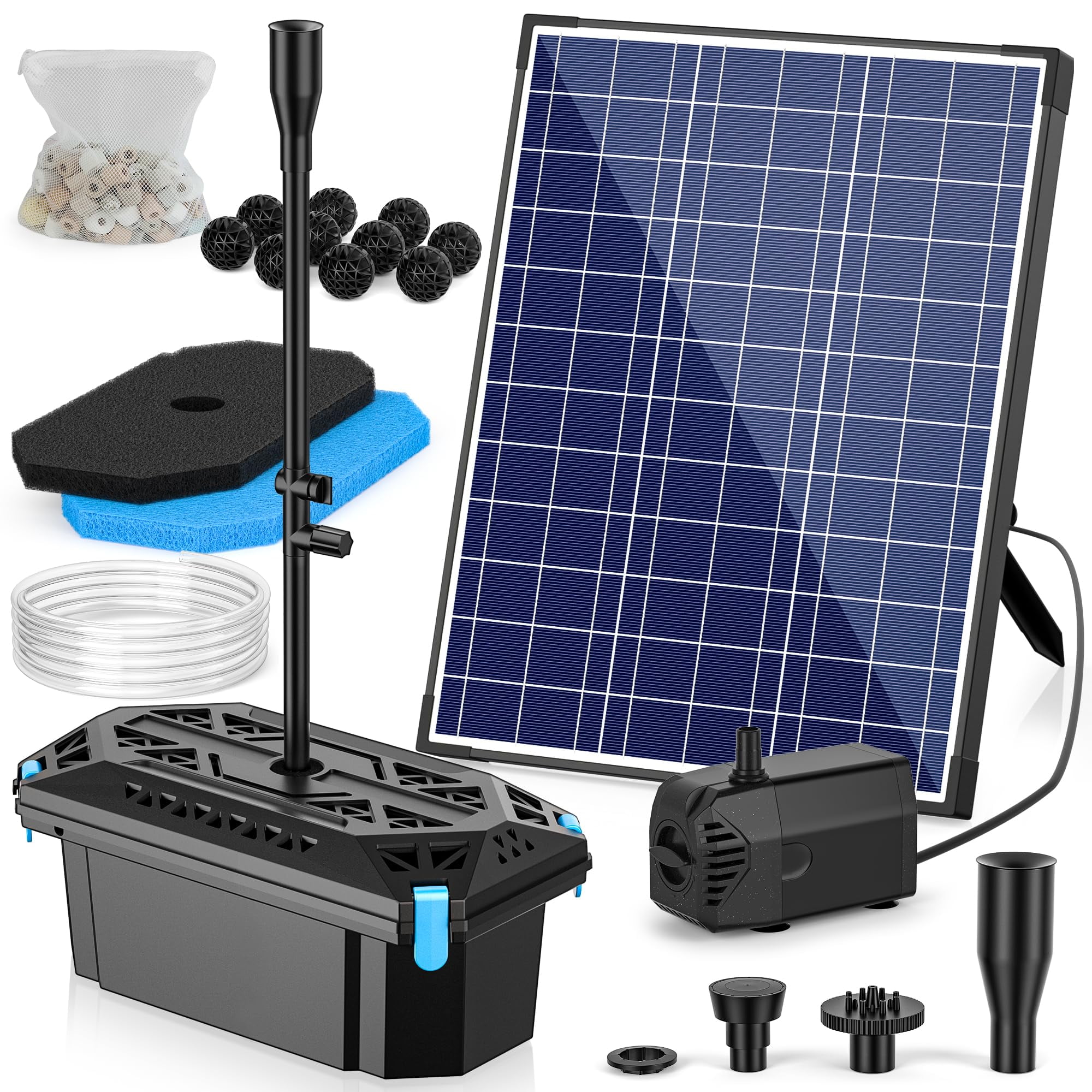NFESOLAR Pond Filter Fountain, 20W Solar Filter Fountain with120 GPH ...