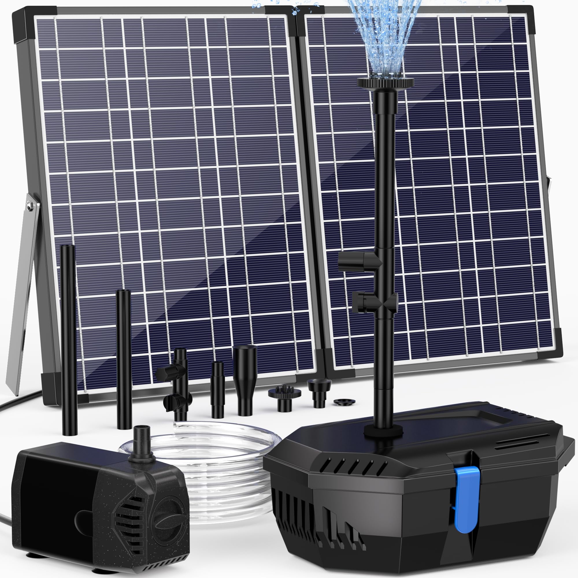 NFESOLAR Solar Pond Filter Fountain, 30W Solar Fountain Pump with Pond ...