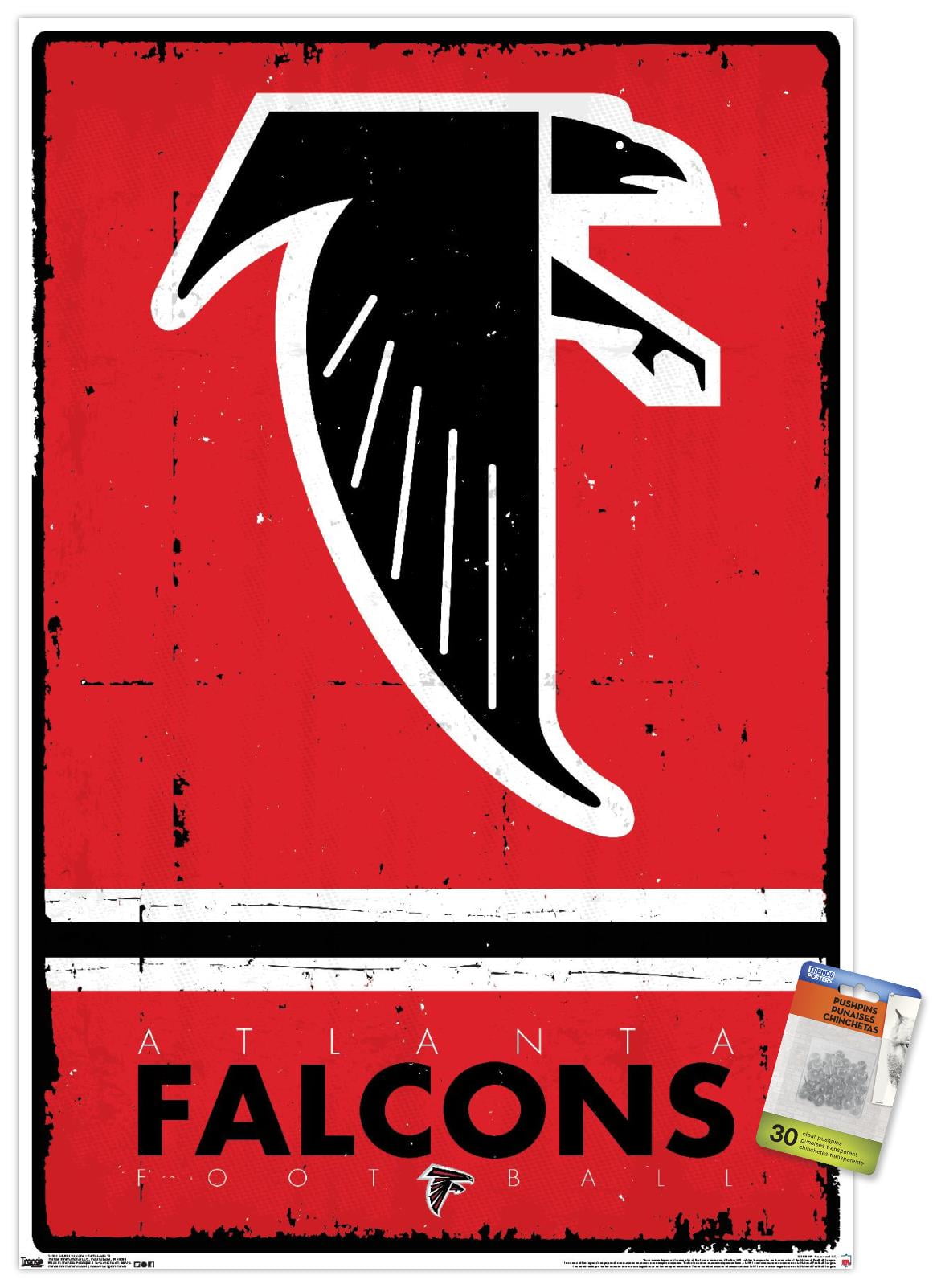 NFL Atlanta Falcons - Retro Logo 15 Wall Poster with Push Pins, 22.375 ...