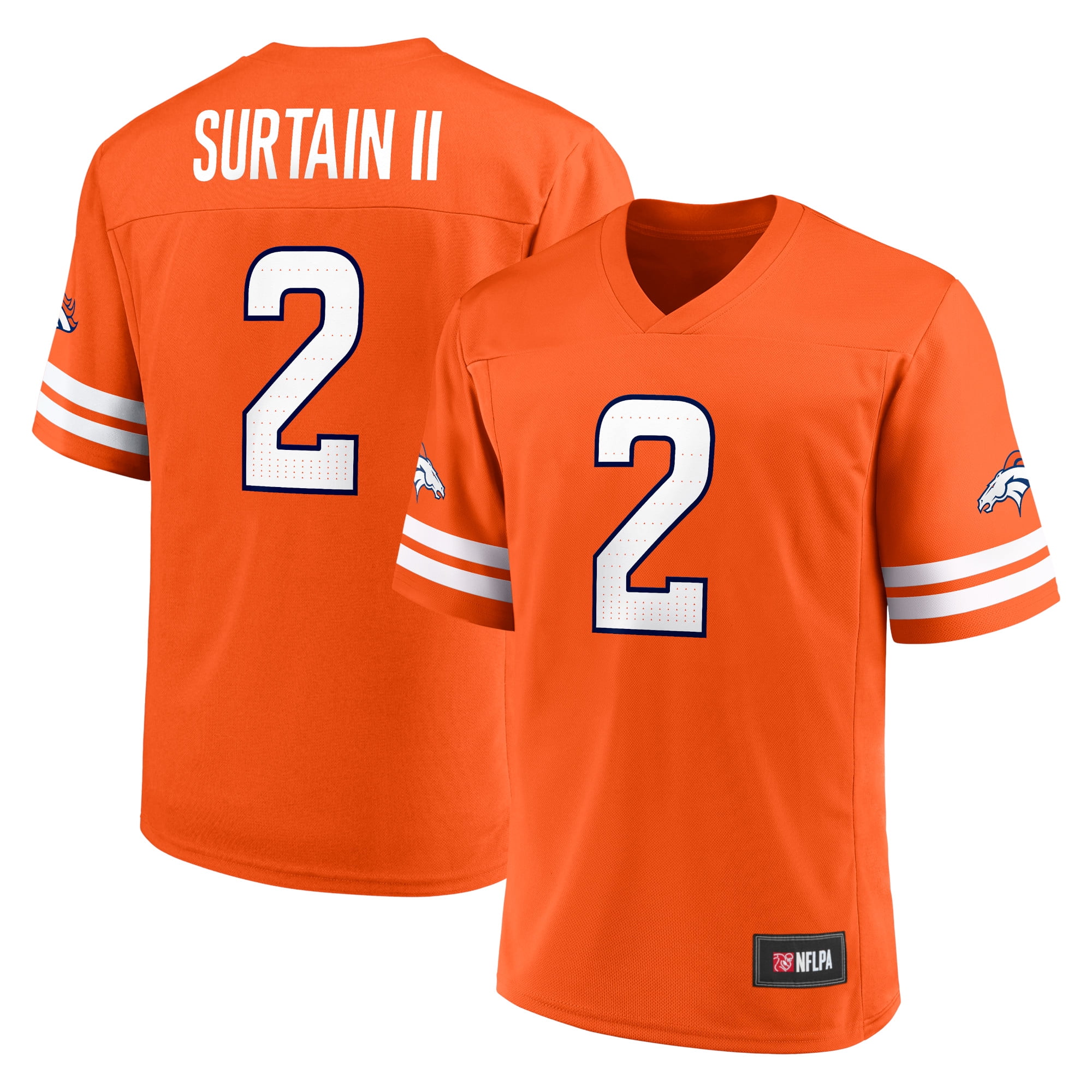 NFL BRONCOS Men's Primary Color Short Sleeve V-Jersey Name & Number - P ...