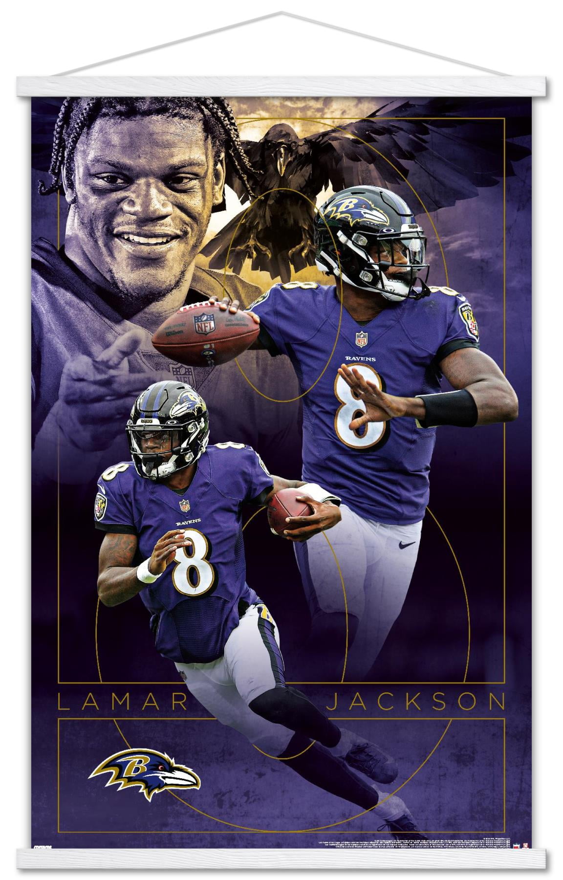 NFL Baltimore Ravens - Lamar Jackson 20 Wall Poster with Magnetic Frame ...
