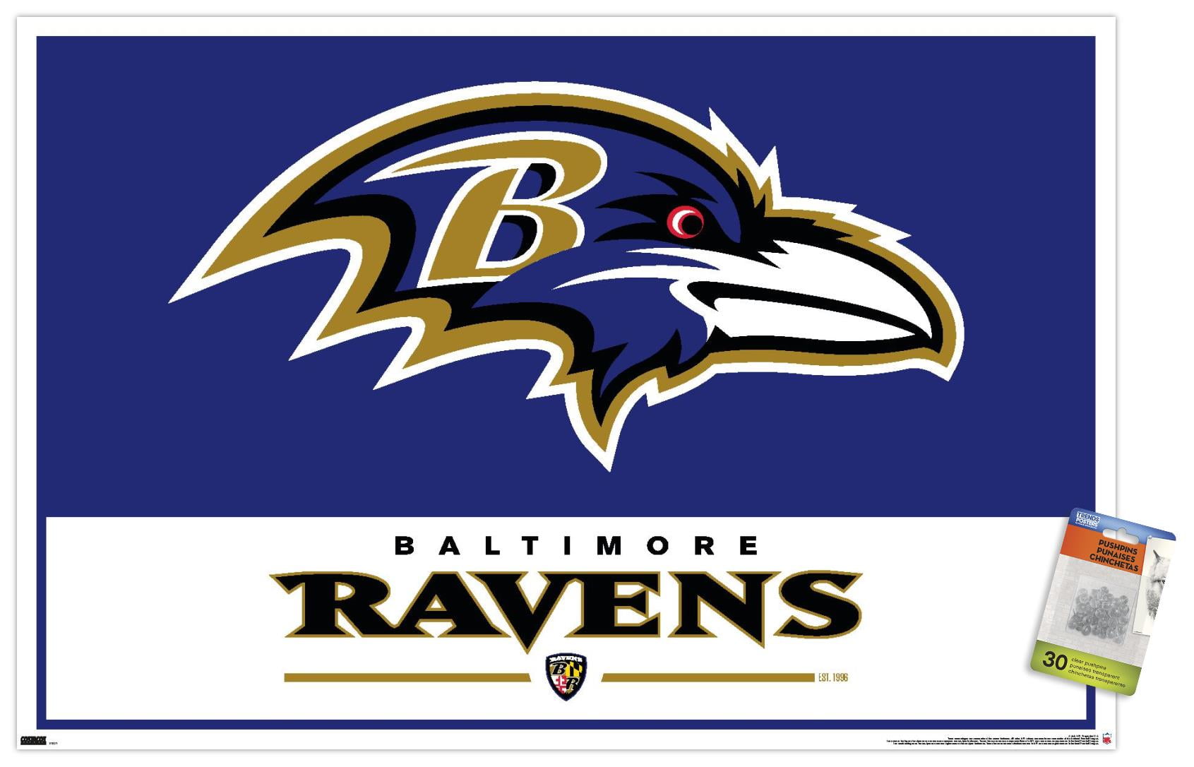 NFL Baltimore Ravens - Logo 21 Wall Poster with Push Pins, 22.375" x 34 ...