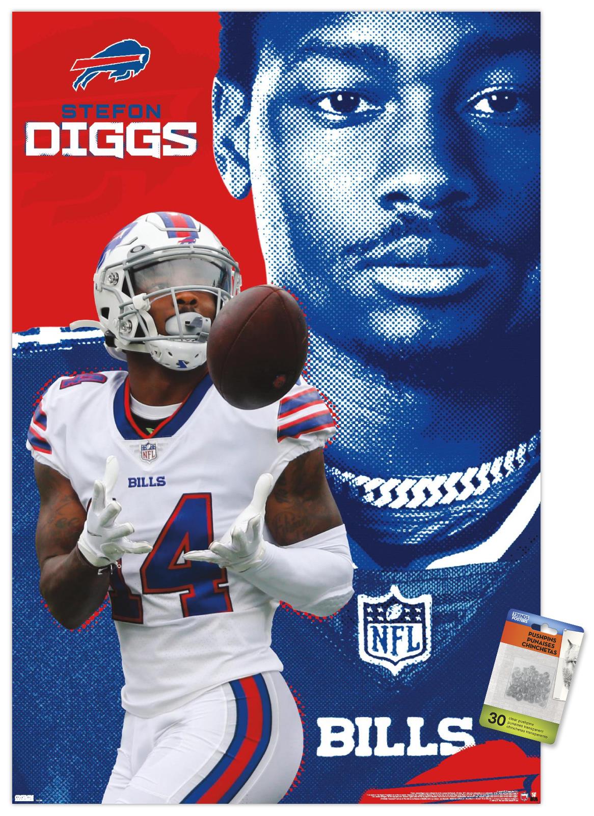 NFL Buffalo Bills - Stefon Diggs 20 Wall Poster with Push Pins, 22.375 ...