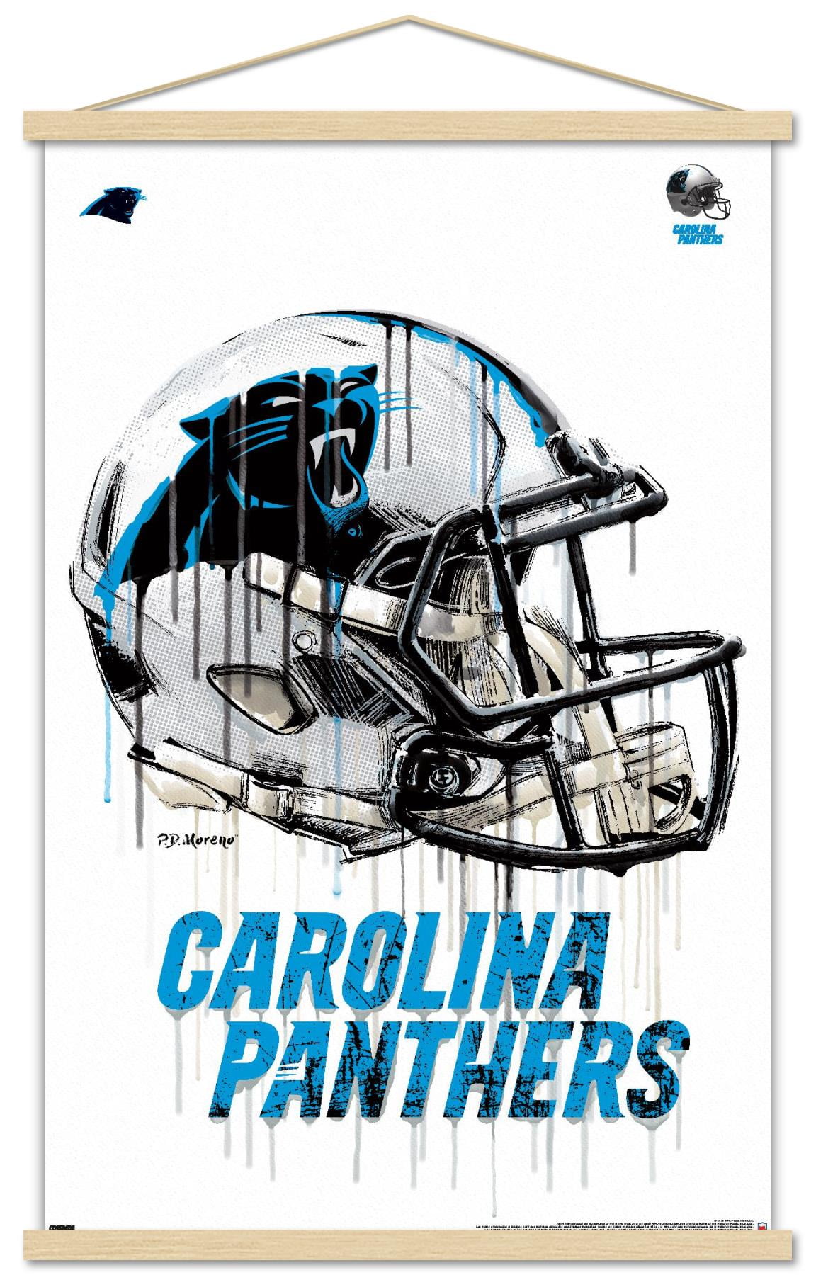 NFL Carolina Panthers - Drip Helmet 20 Wall Poster with Magnetic Frame ...