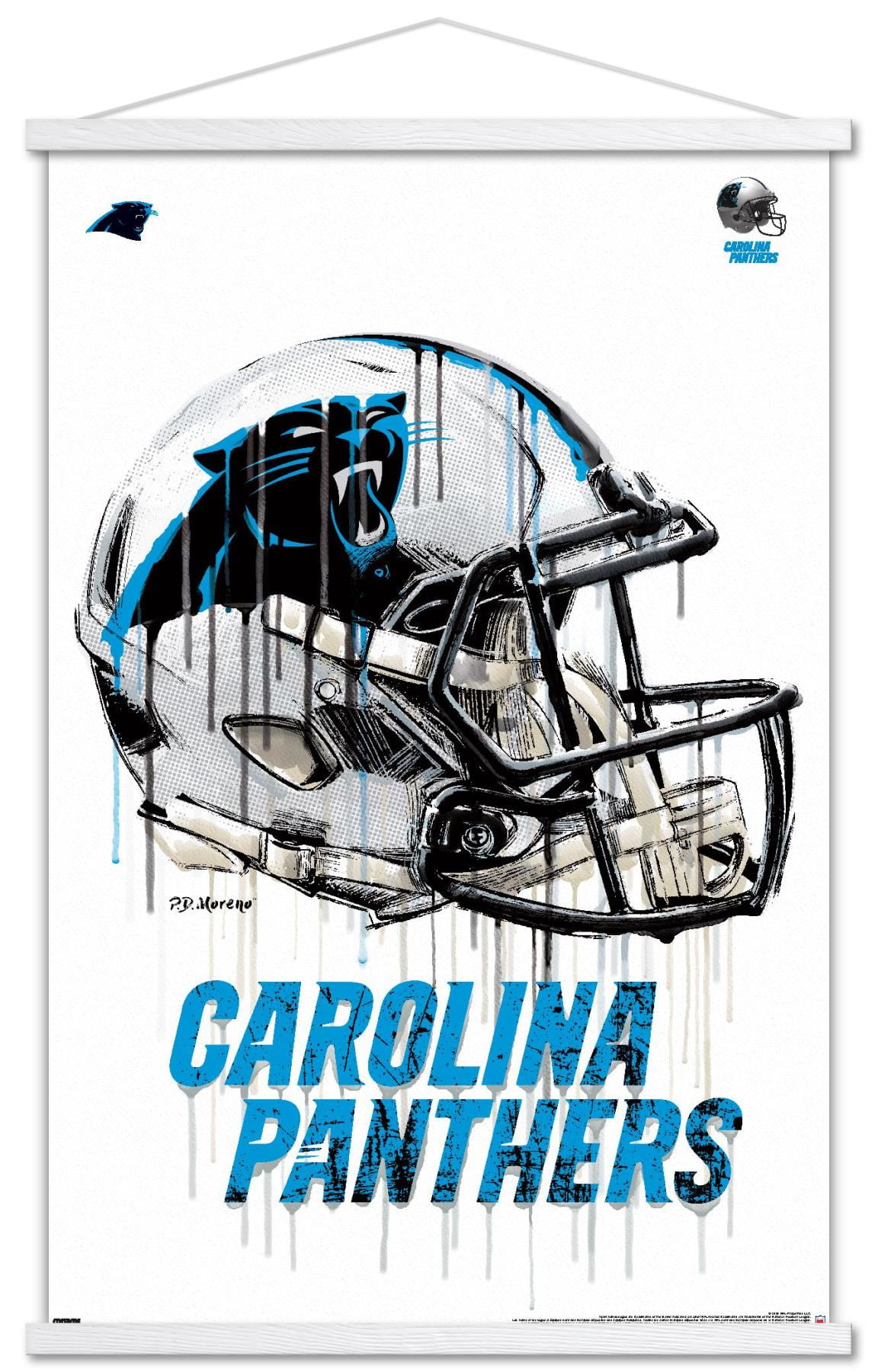 NFL Carolina Panthers - Drip Helmet 20 Wall Poster with Magnetic Frame ...