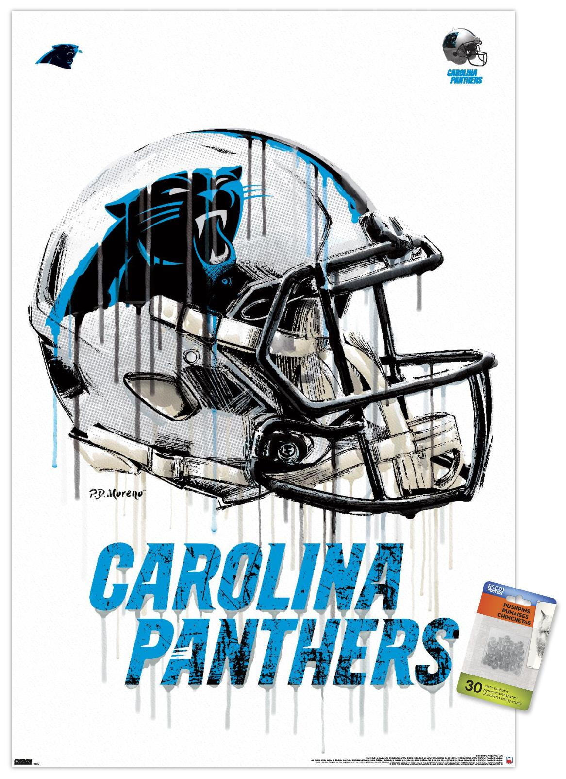 NFL Carolina Panthers - Drip Helmet 20 Wall Poster with Push Pins, 22. ...
