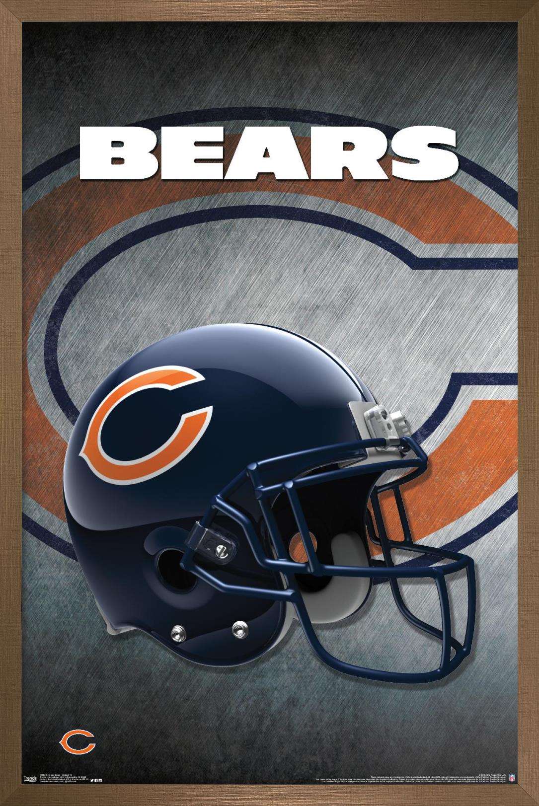 NFL Chicago Bears - Helmet 16 Wall Poster, 14.725" x 22.375", Framed ...