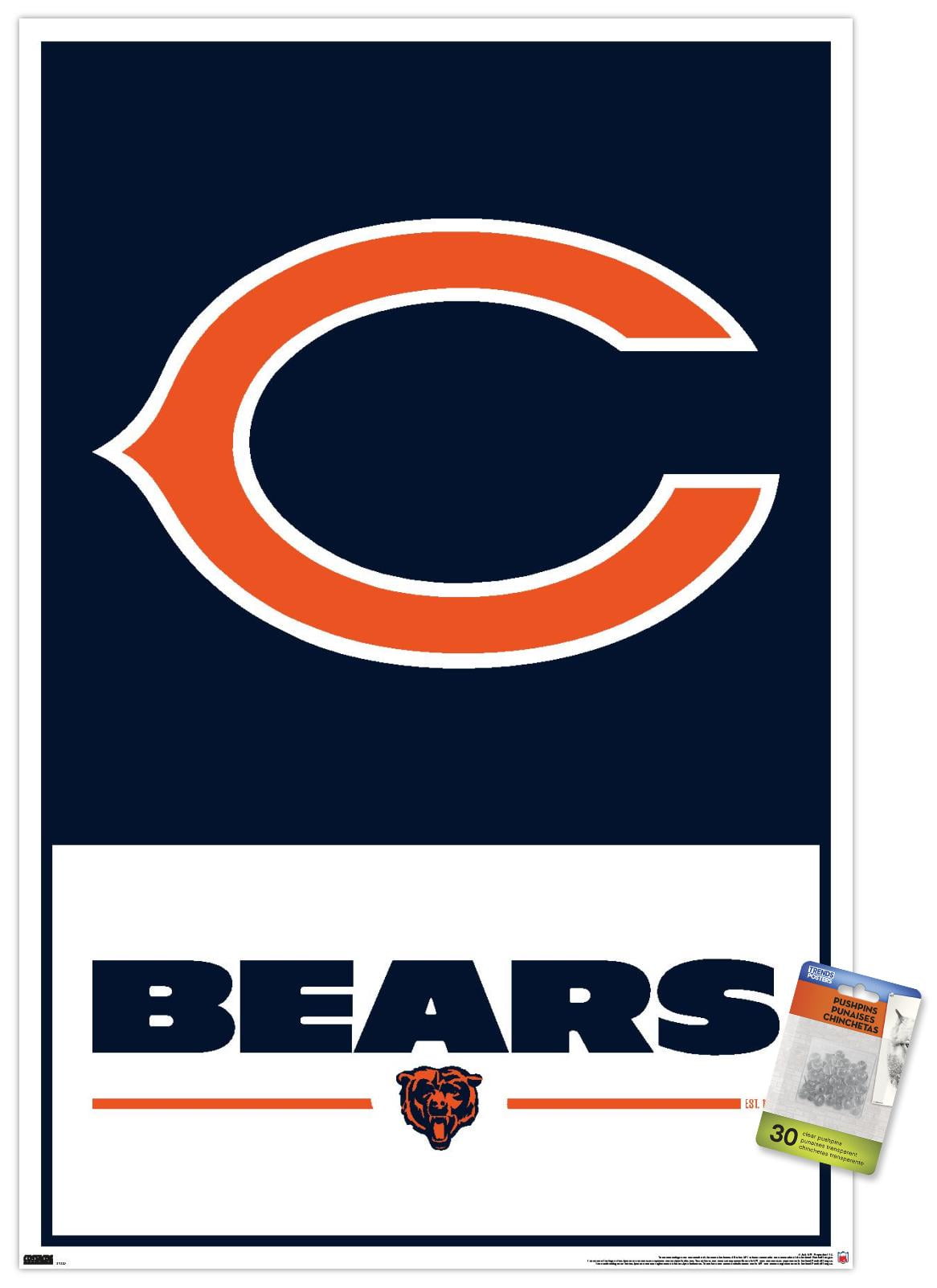 NFL Chicago Bears - Logo 21 Wall Poster with Push Pins, 22.375" x 34 ...