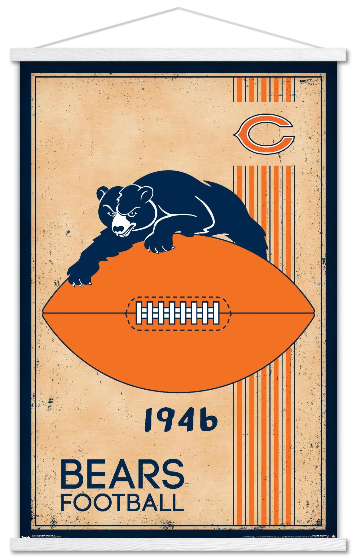 NFL Chicago Bears - Retro Logo 14 40" x 24" Poster, by Trends ...