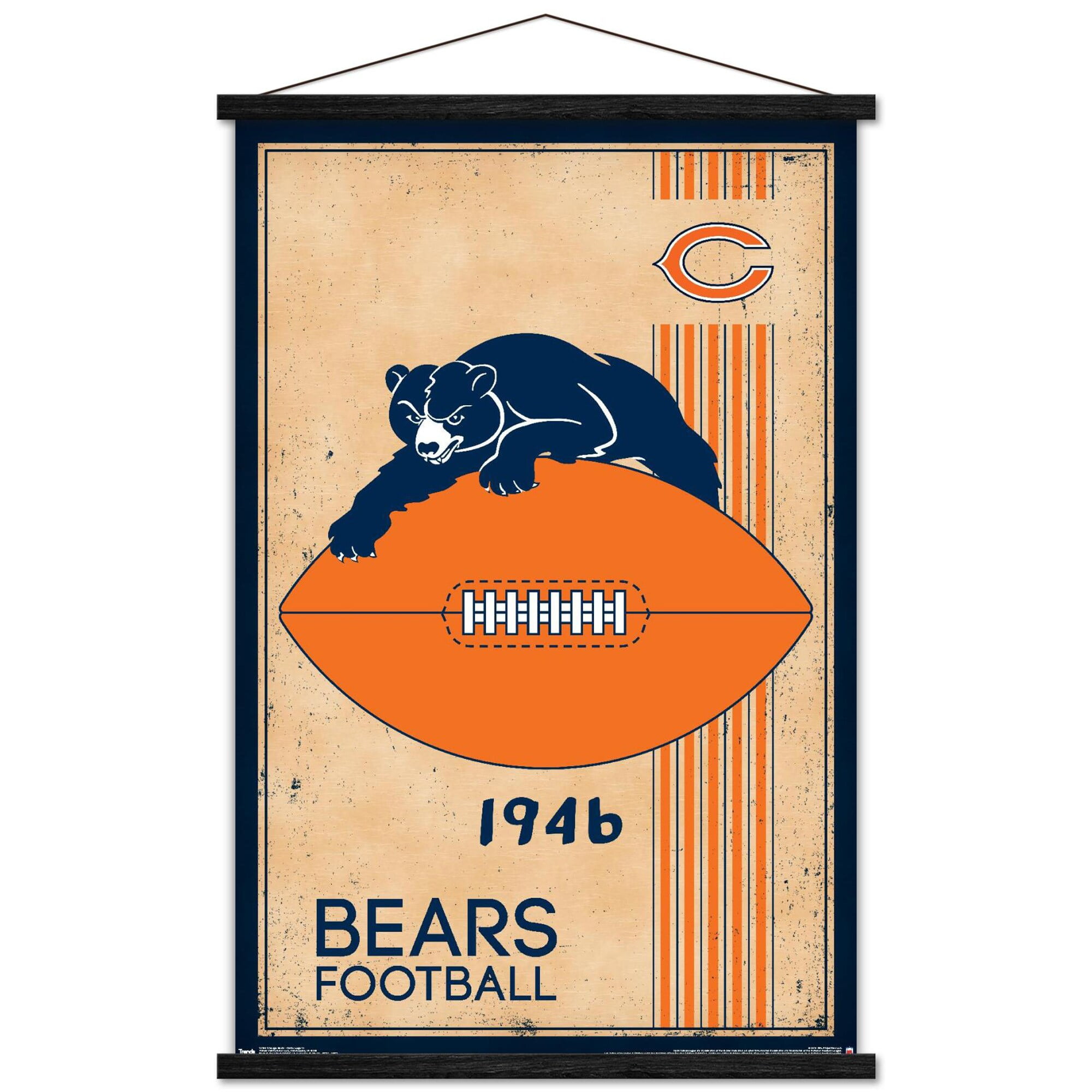 NFL Chicago Bears - Retro Logo 14 Wall Poster with Wooden Magnetic ...