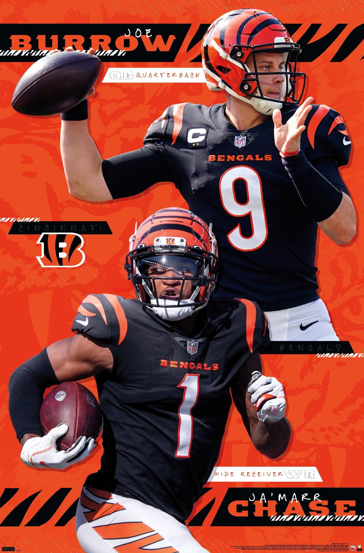 NFL Cincinnati Bengals Dynamic Duo 21 Wall Poster, 22.375" x 34 ...