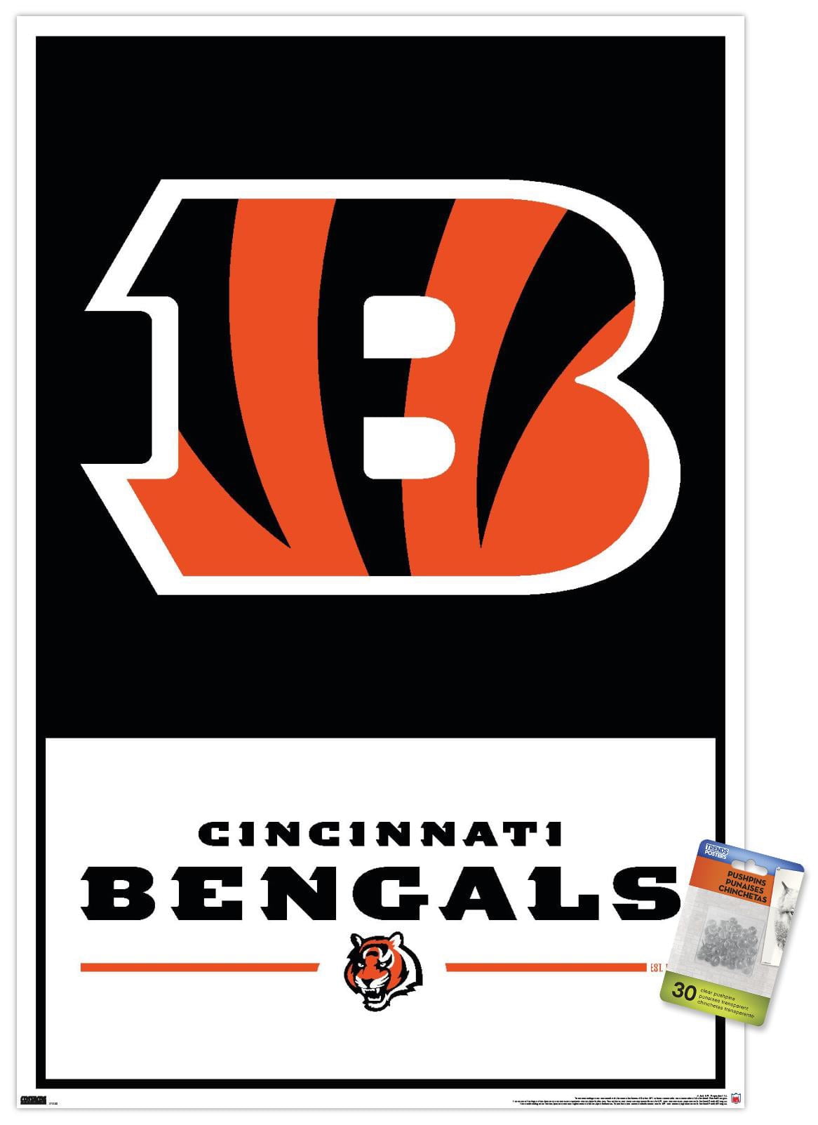 NFL Cincinnati Bengals - Logo 21 Wall Poster with Push Pins, 22.375" x ...