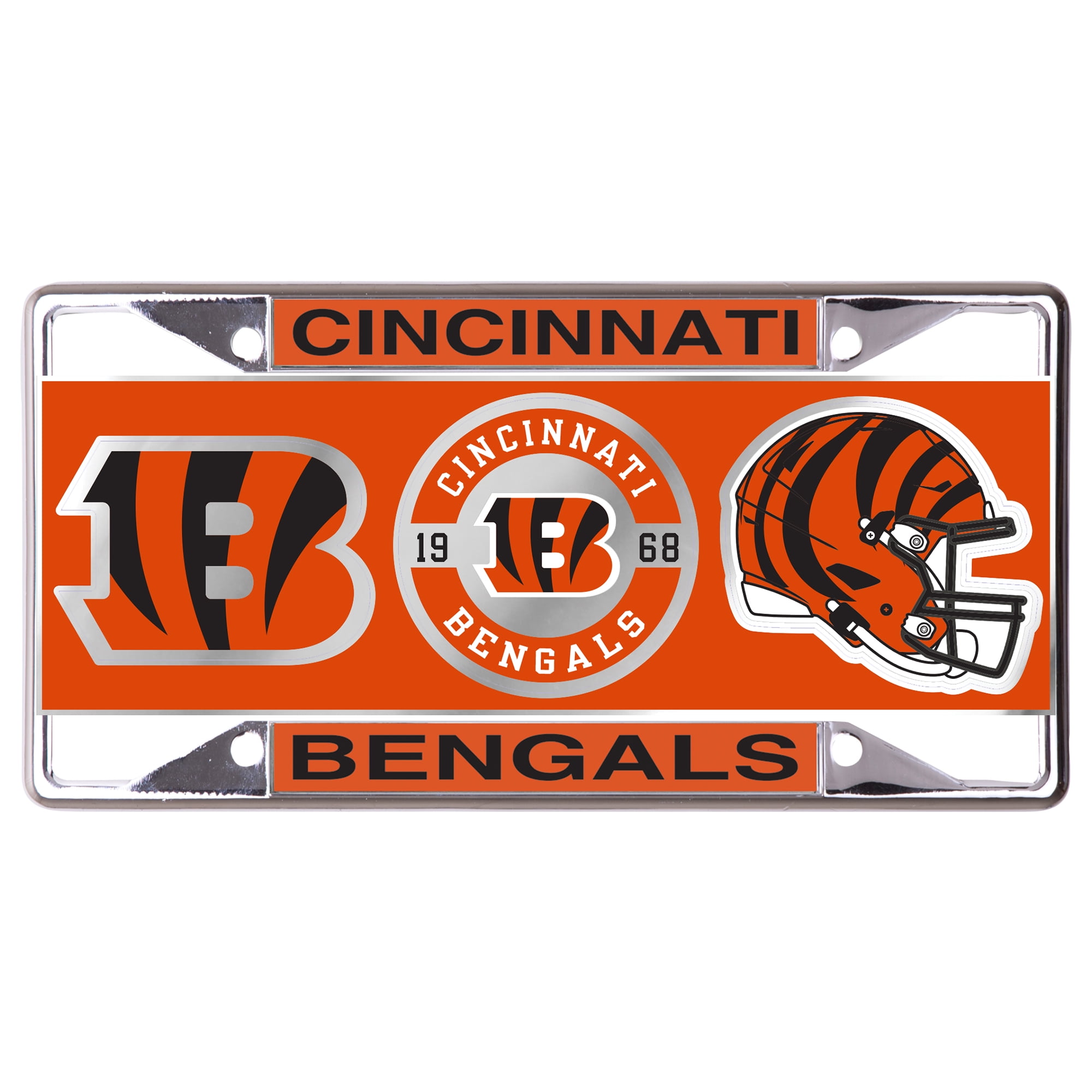 NFL Cincinnati Bengals Team Chrome License Plate Frame with Decal Set ...