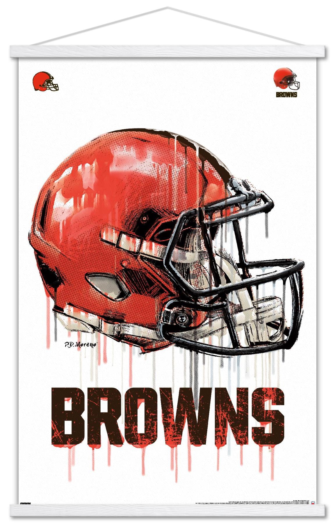 NFL Cleveland Browns - Drip Helmet 20 Wall Poster with Magnetic Frame ...