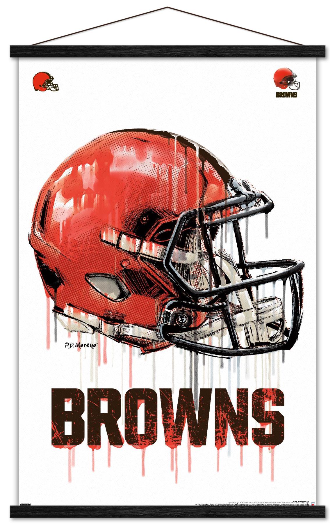 NFL Cleveland Browns - Drip Helmet 20 Wall Poster with Magnetic Frame ...