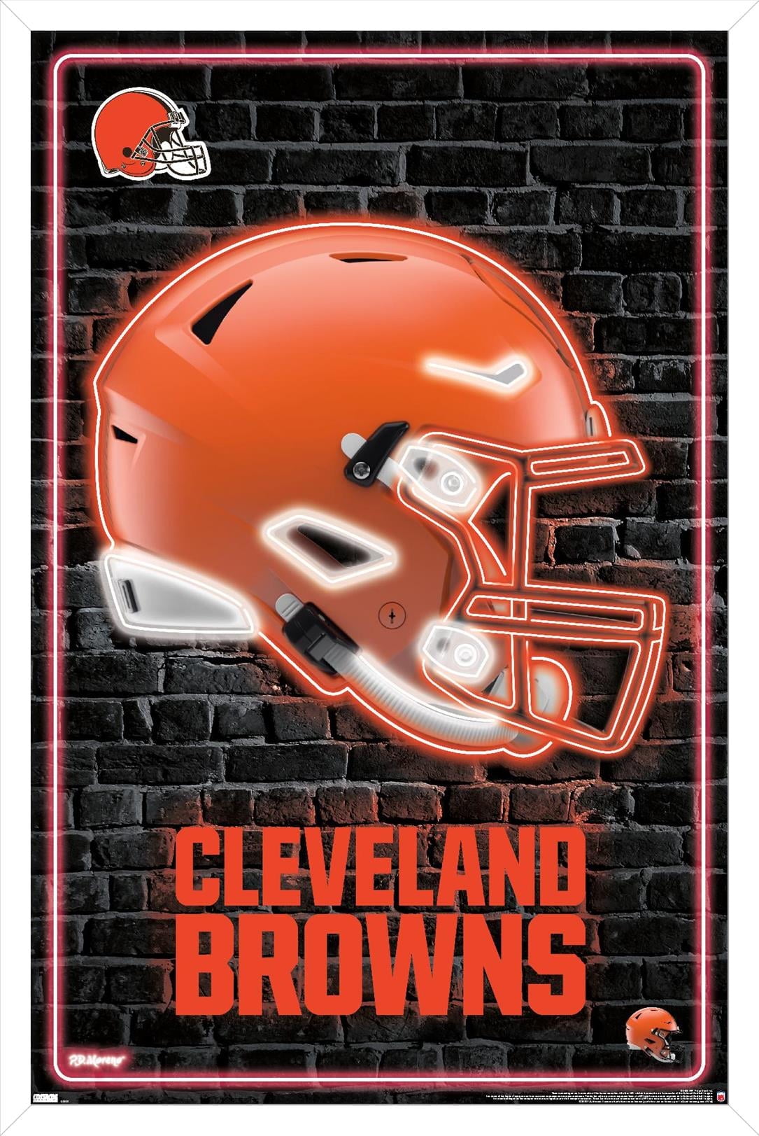 NFL Cleveland Browns - Neon Helmet 23 Wall Poster, 22.375" x 34" Framed ...