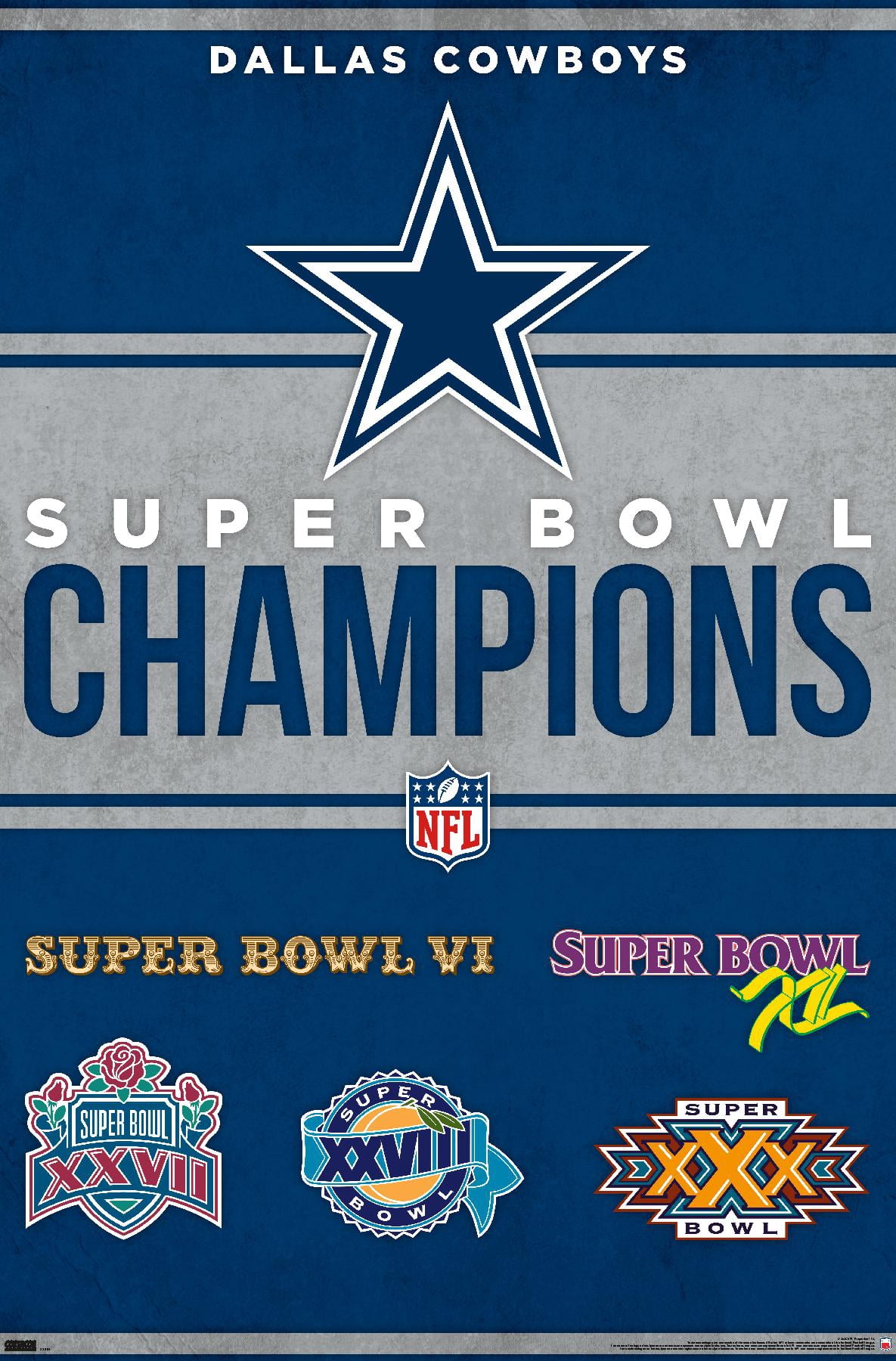 NFL Dallas Cowboys - Champions 23 Wall Poster, 22.375" x 34" - Walmart.com