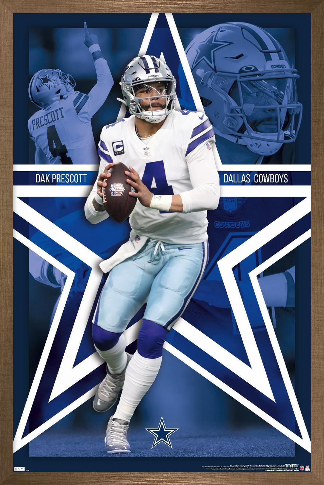 NFL Dallas Cowboys - Dak Prescott 22 Wall Poster, 22.375" x 34" Framed ...