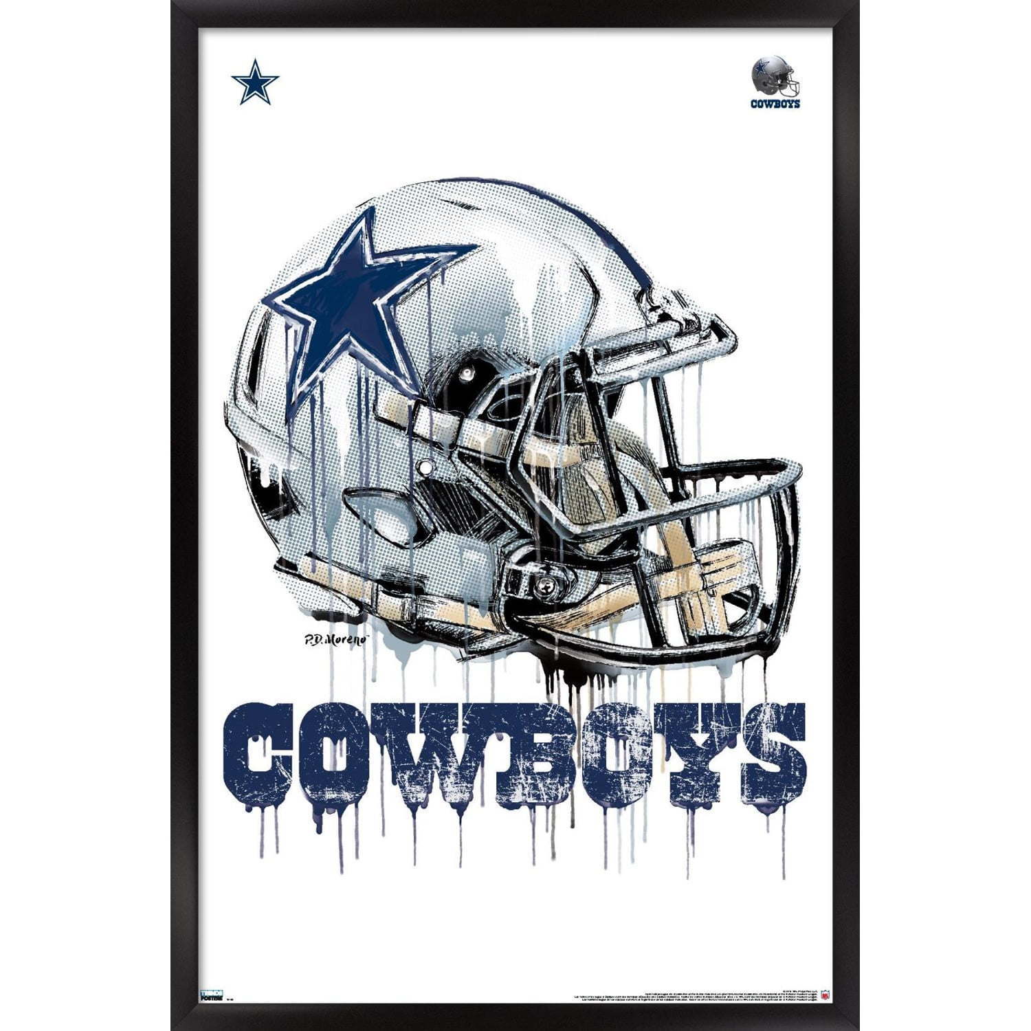 NFL Dallas Cowboys - Drip Helmet 20 Wall Poster, 22.375" x 34", Framed ...