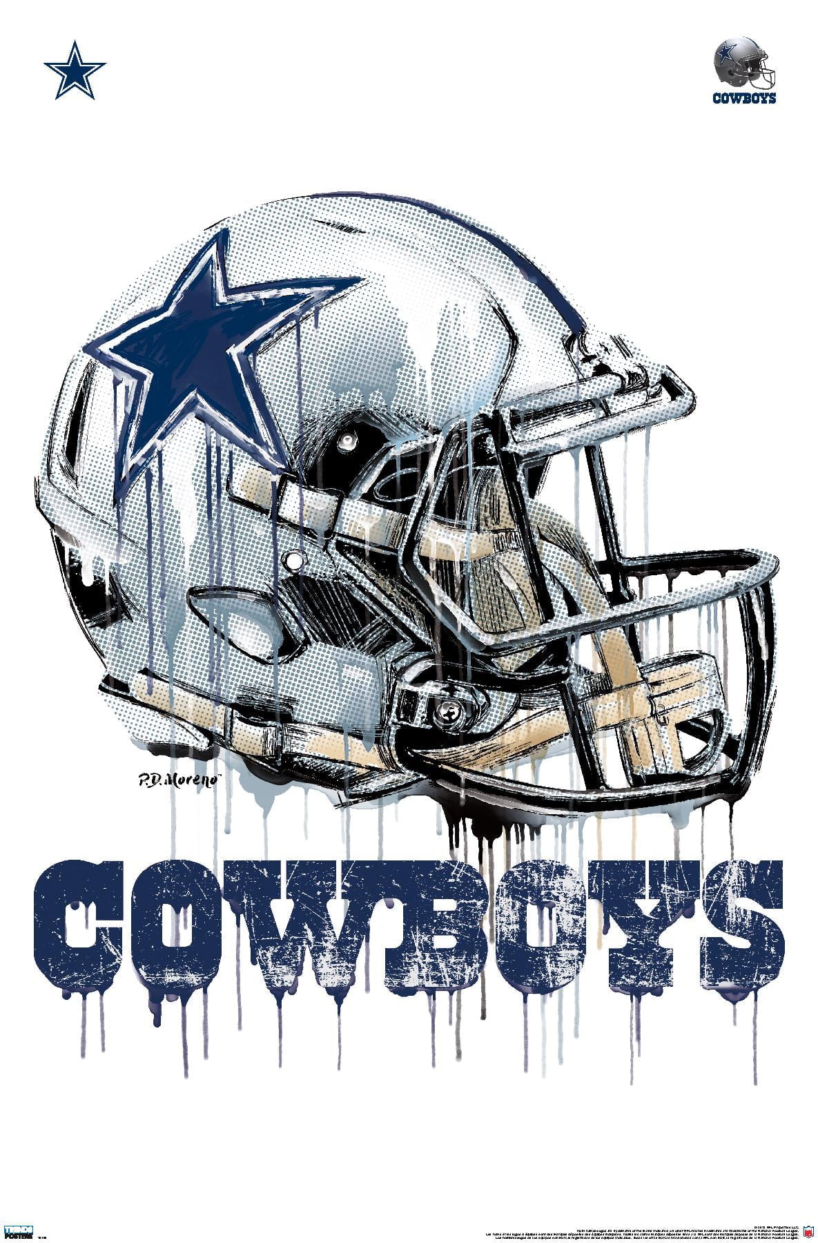 NFL Dallas Cowboys - Drip Helmet 20 Wall Poster, 22.375" x 34 ...