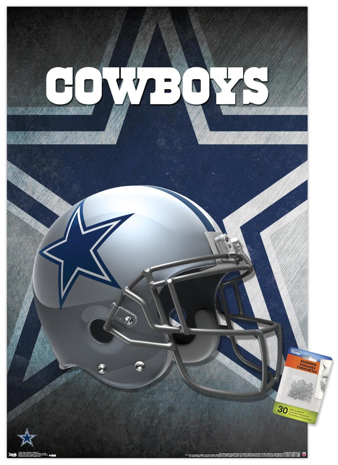 NFL Dallas Cowboys - Helmet 16 Wall Poster with Push Pins, 22.375" x 34 ...