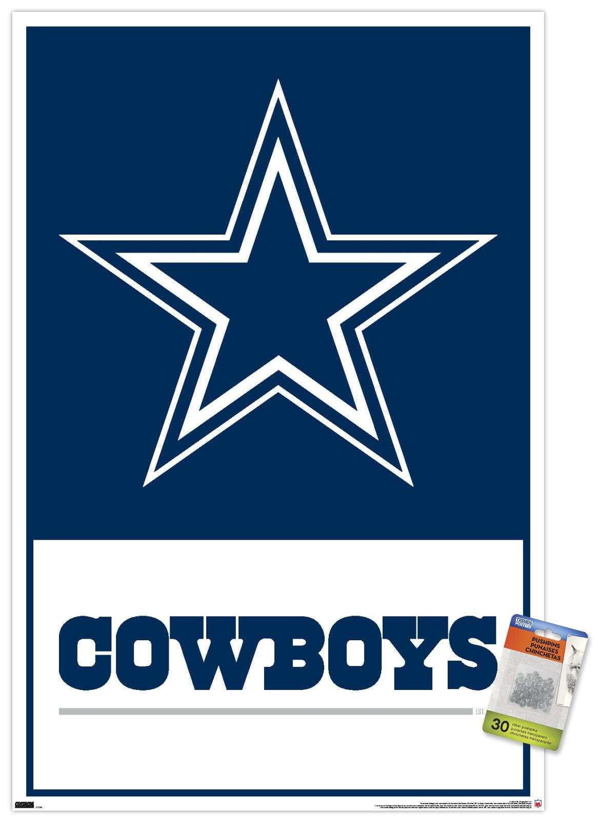 NFL Dallas Cowboys- Logo 21 Wall Poster with Push Pins, 22.375" x 34 ...