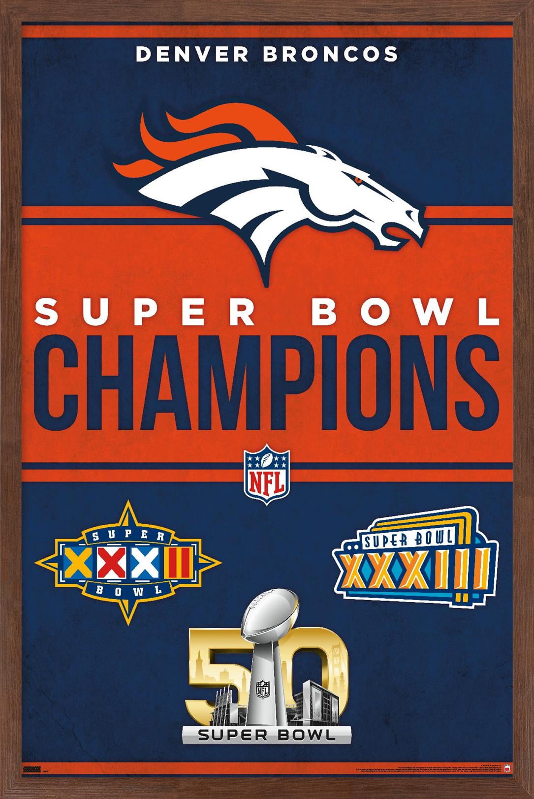 NFL Denver Broncos - Champions 23 Wall Poster, 22.375" x 34" Framed ...
