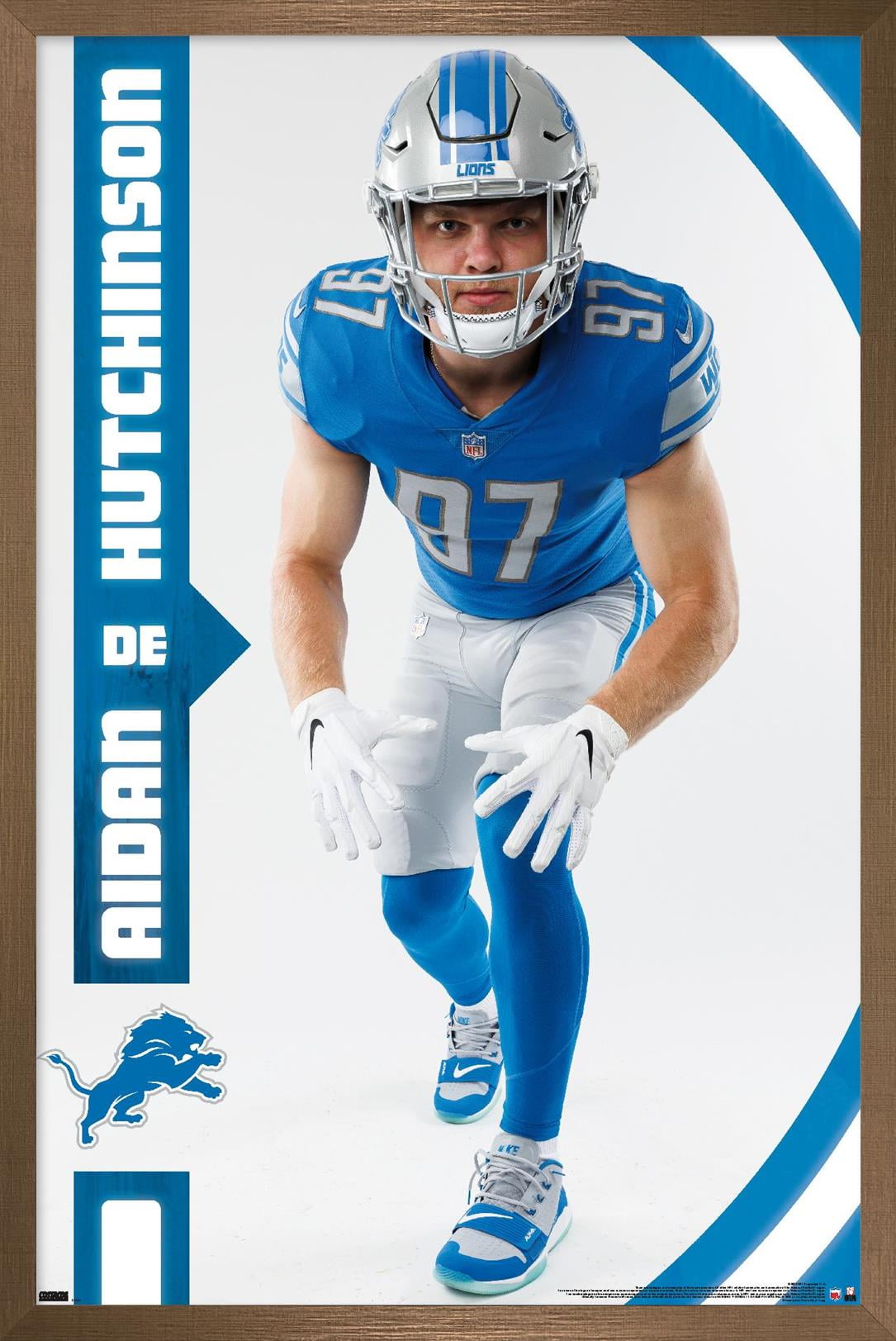 NFL Detroit Lions - Aidan Hutchinson 22 Wall Poster, 14.725" x 22.375" Framed - Walmart.com