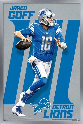 NFL Detroit Lions - Jarod Goff 21 Wall Poster, 22.375" x 34", Framed ...