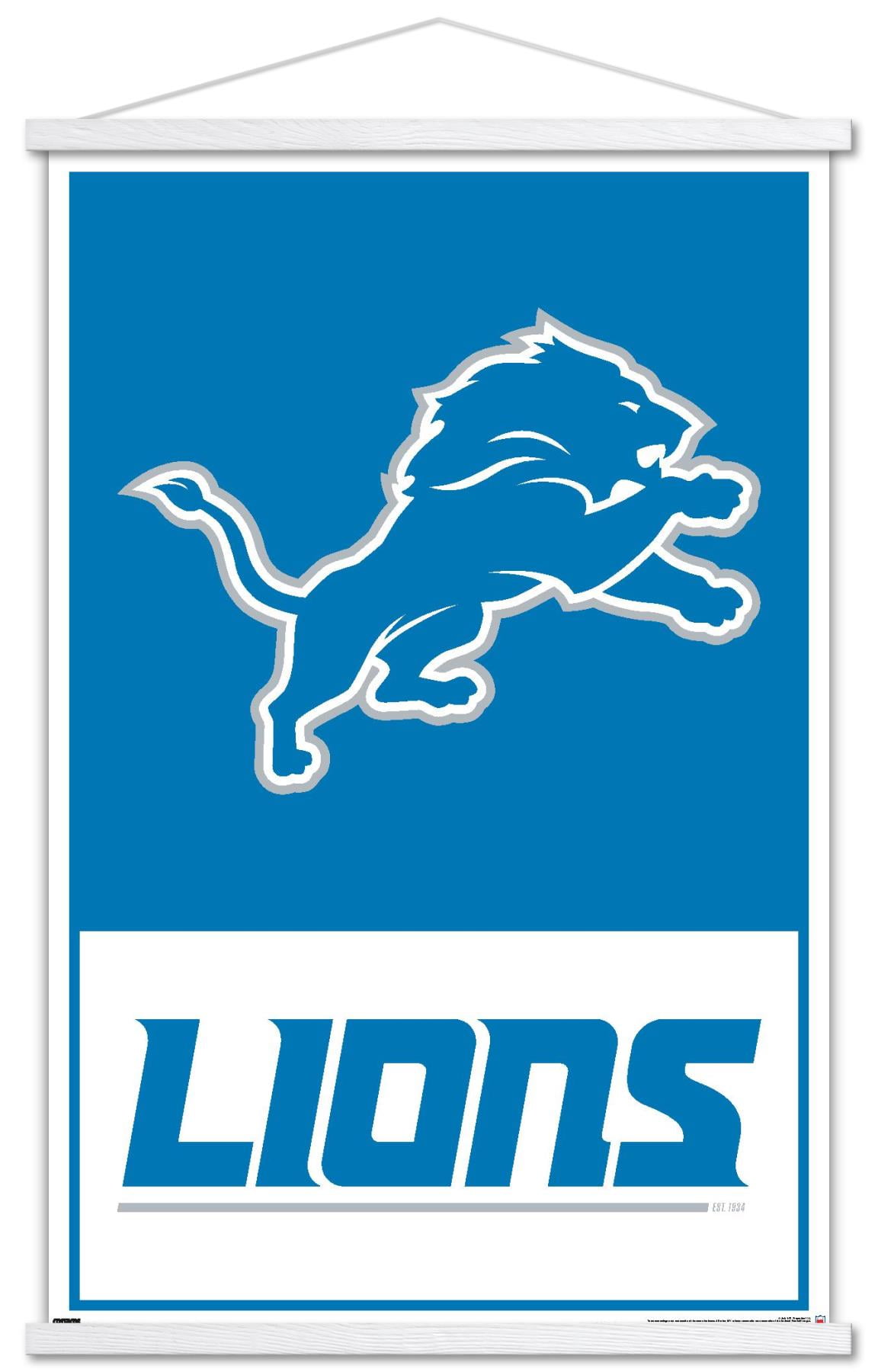 NFL Detroit Lions - Logo 21 Wall Poster with Wooden Magnetic Frame, 22. ...