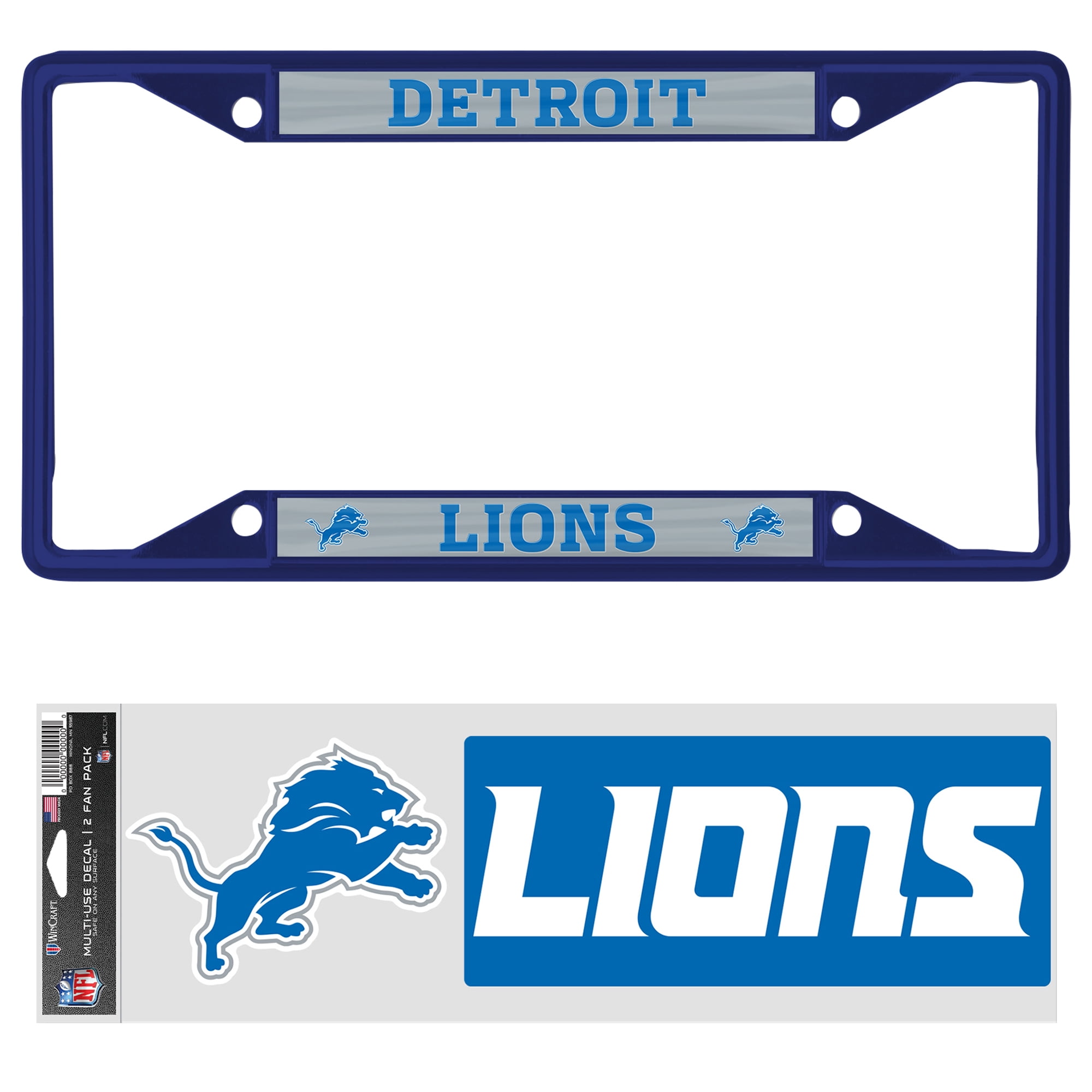 NFL Detroit Lions Team Colored License Plate Frame with Decal Set ...