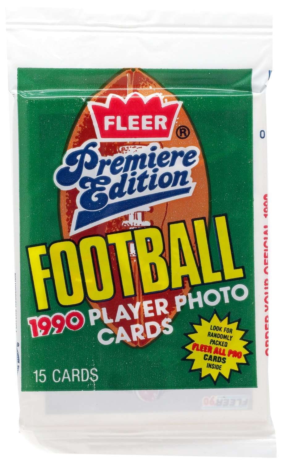 NFL Fleer 1990 Premier Edition Football Trading Card WAX Pack (15 Cards ...