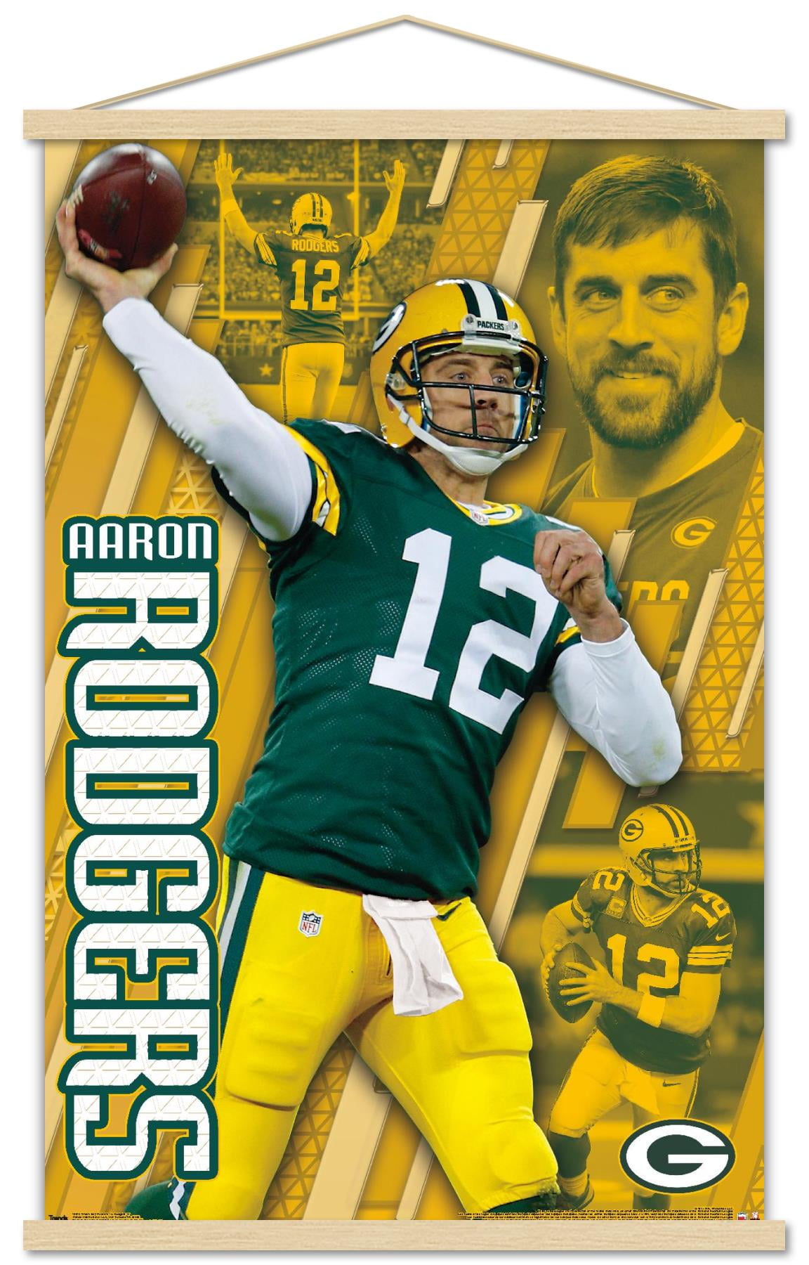 NFL Green Bay Packers - Aaron Rodgers 17 Wall Poster with Wooden ...