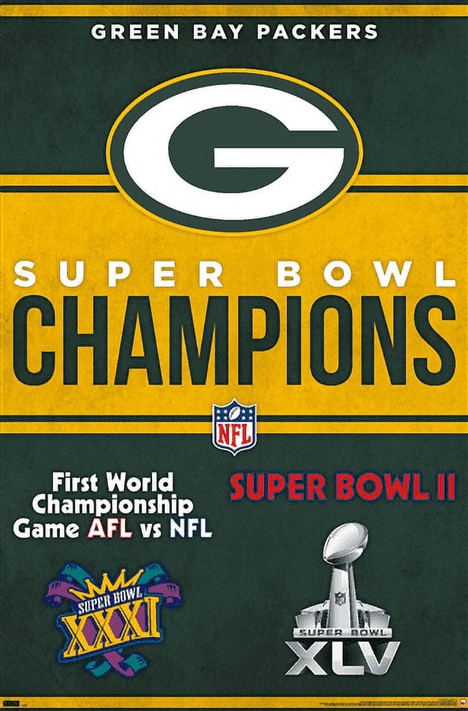NFL Green Bay Packers - Champions 23 Wall Poster, 14.725" x 22.375 ...