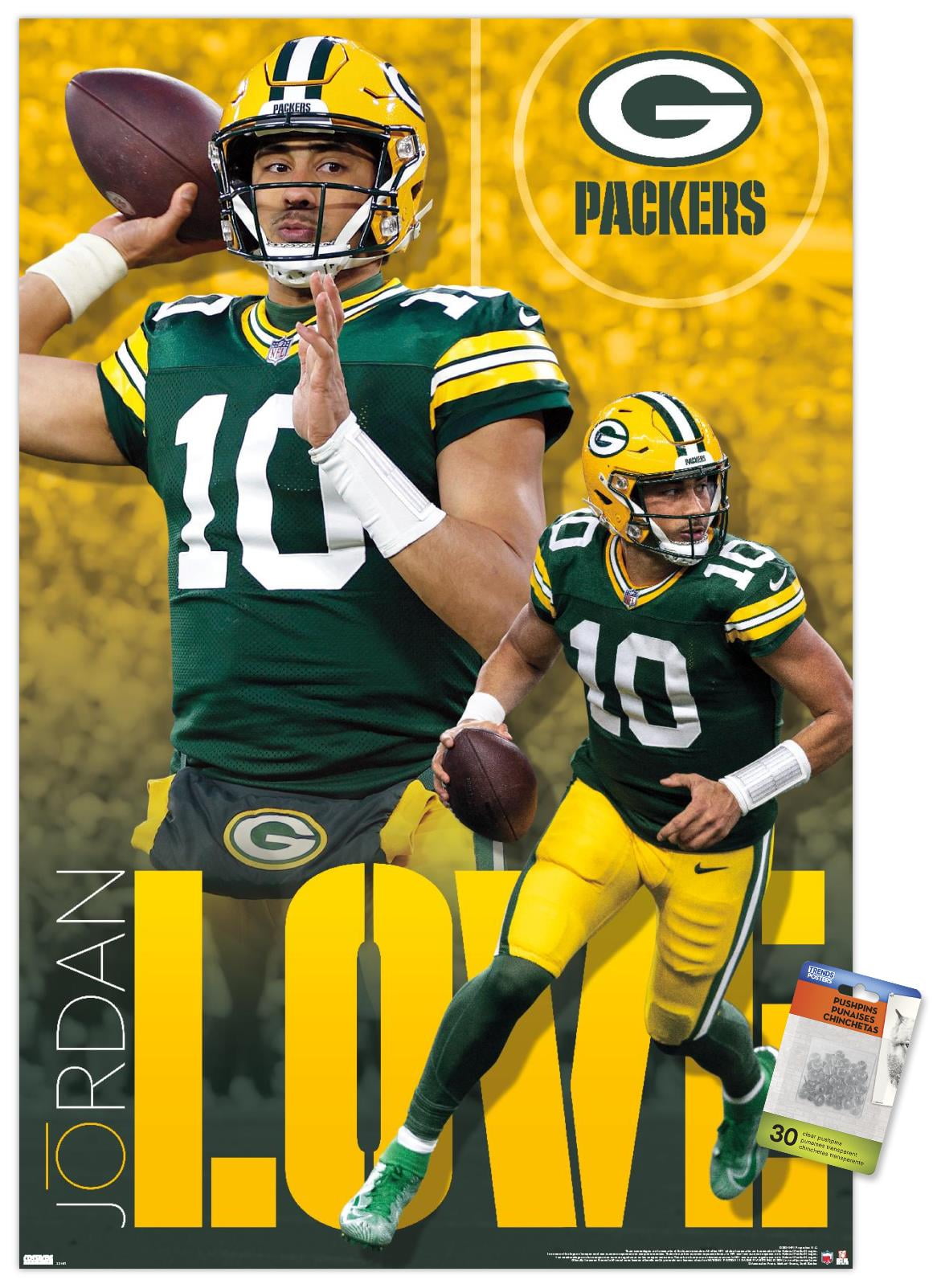 NFL Green Bay Packers - Jordan Love 24 Wall Poster with Pushpins, 22. ...