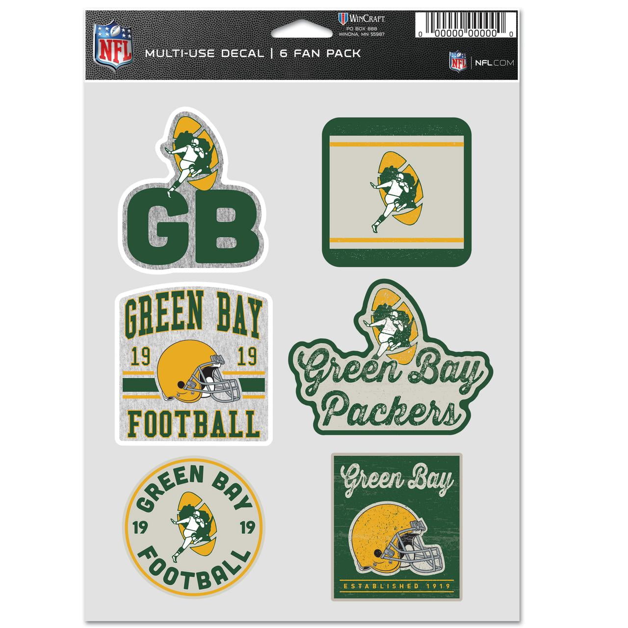 WinCraft NFL Green Bay Packers Team 5" x 7.75" 6 Pack Fan Decal ...
