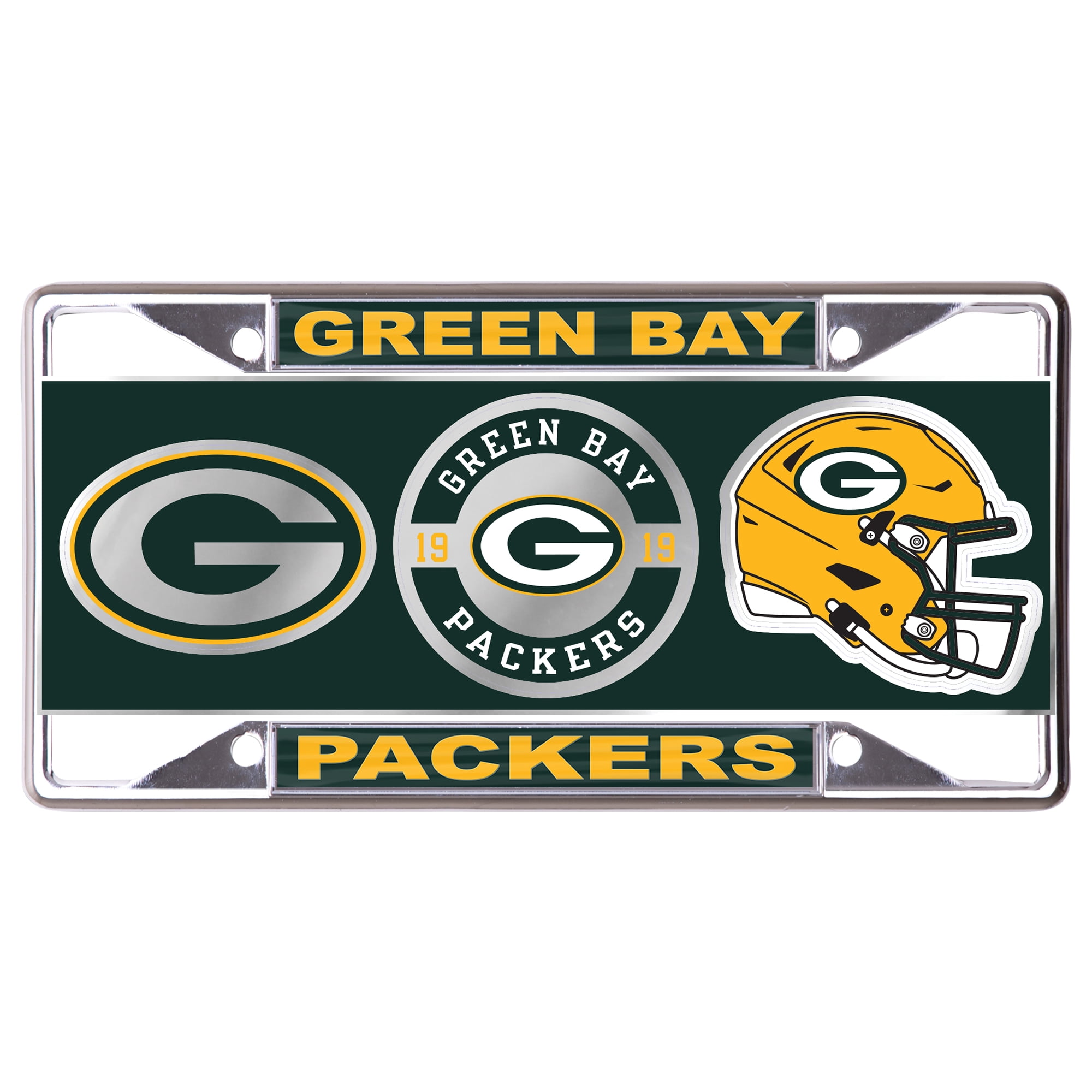 NFL Green Bay Packers Team Chrome License Plate Frame with Decal Set ...