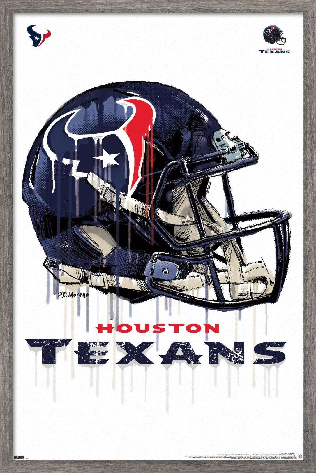 NFL Houston Texans - Drip Helmet 20 Wall Poster, 22.375" x 34", Framed ...