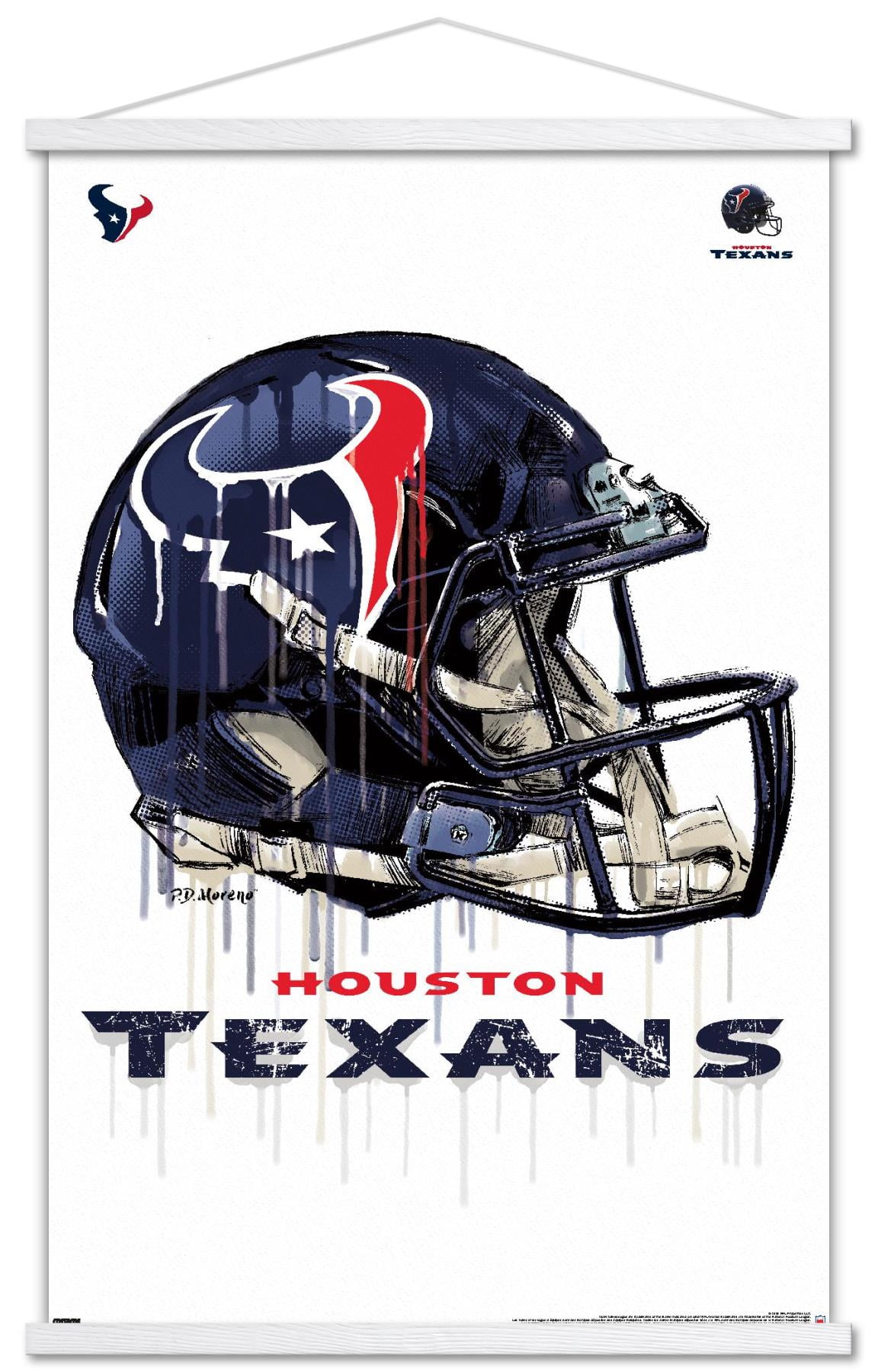 NFL Houston Texans - Drip Helmet 20 Wall Poster with Wooden Magnetic ...