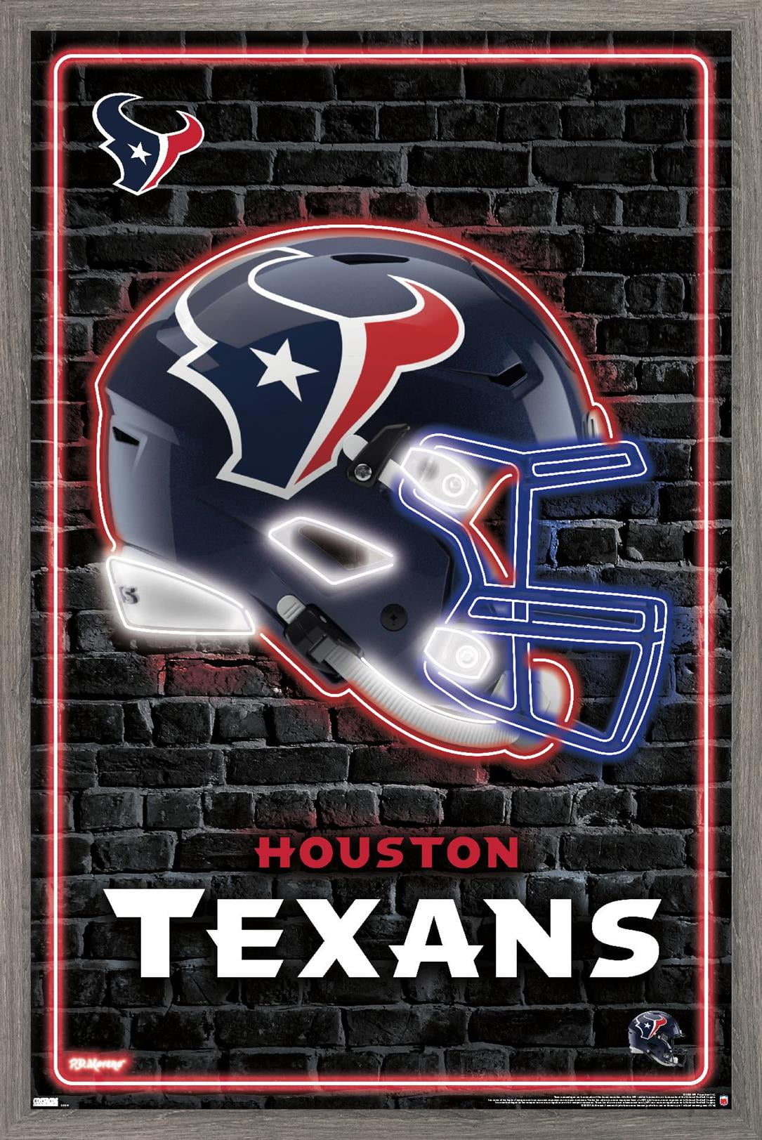NFL Houston Texans - Neon Helmet 23 Wall Poster, 22.375" x 34" Framed ...