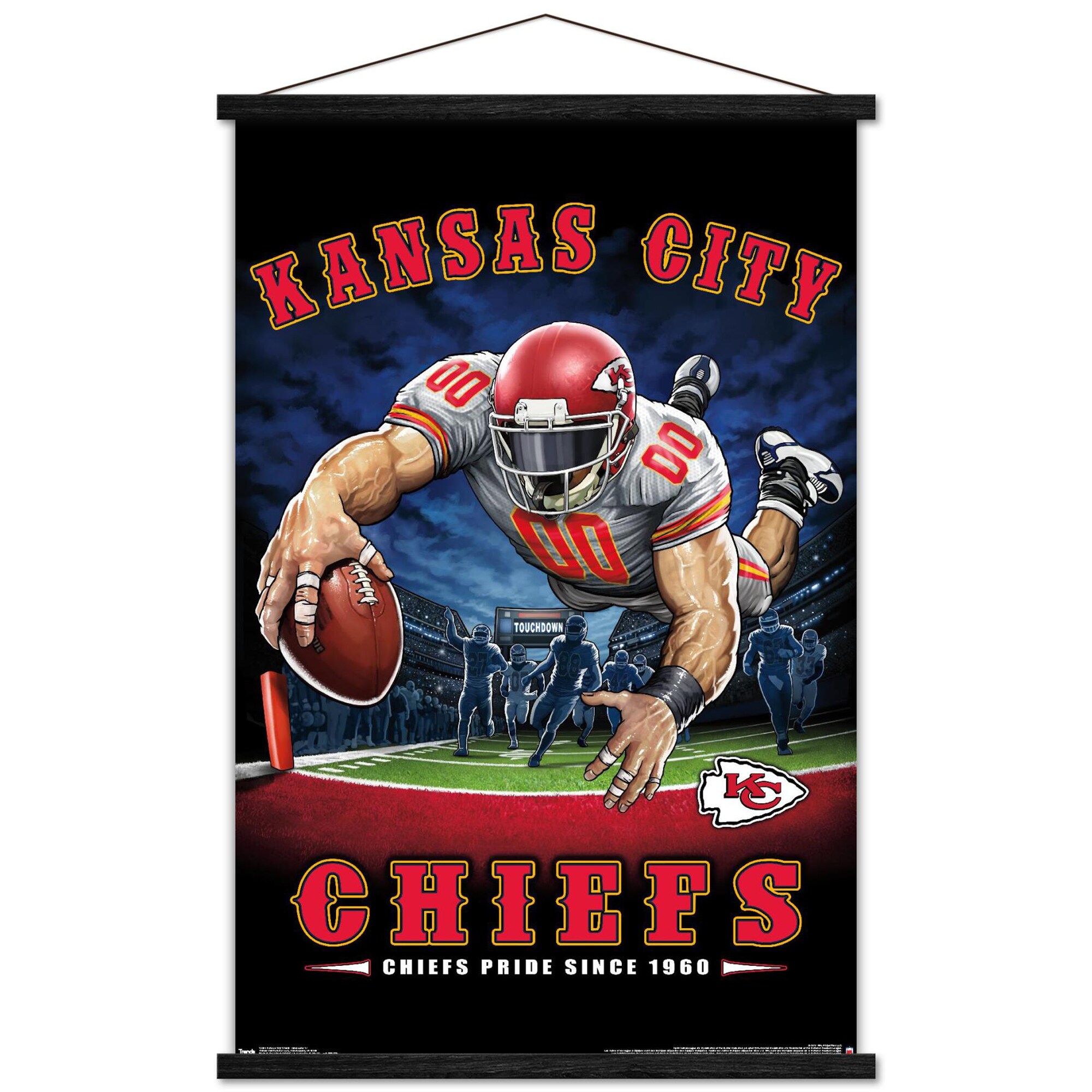 NFL Kansas City Chiefs - End Zone 17 Wall Poster with Wooden Magnetic ...