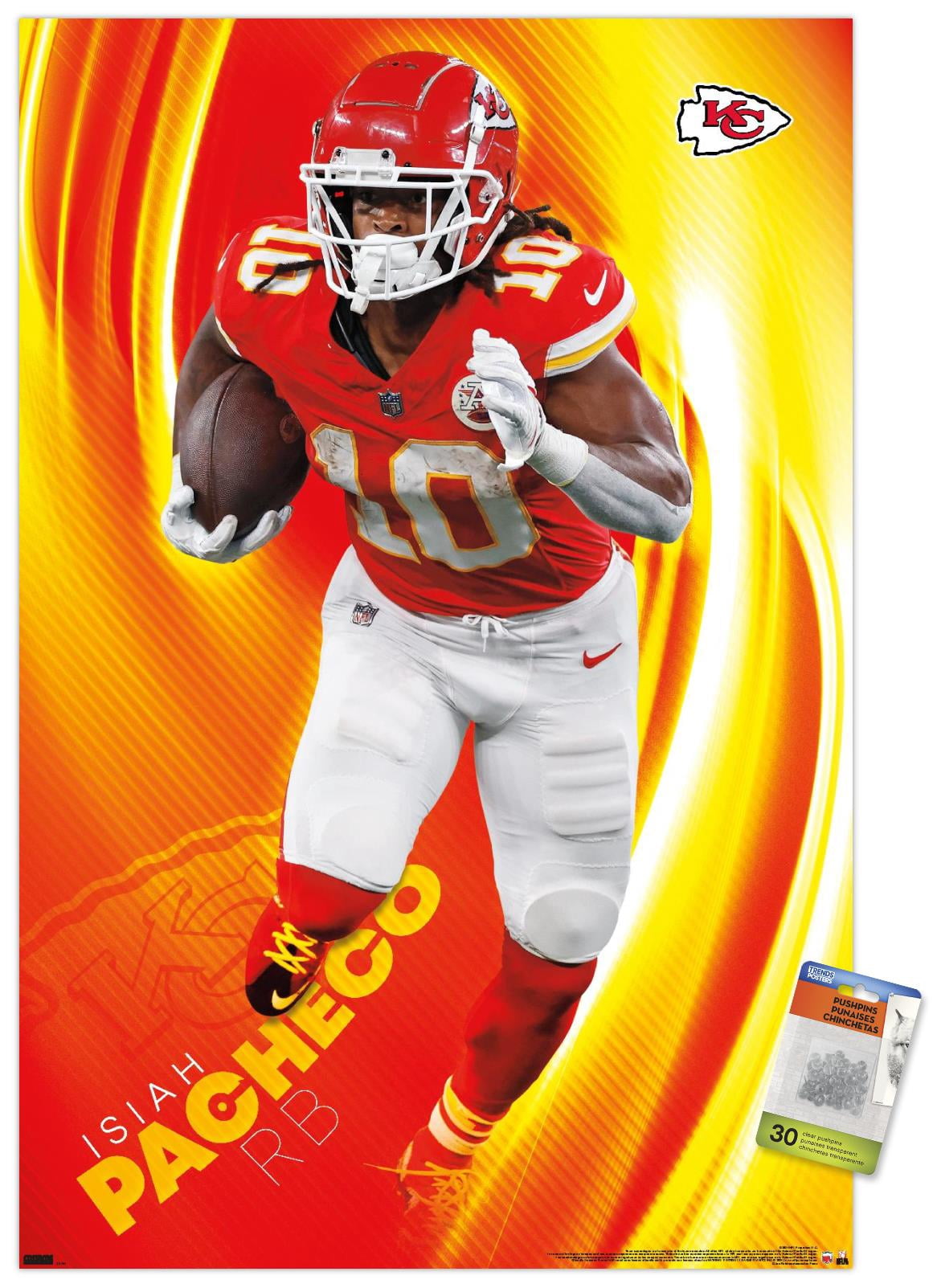 NFL Kansas City Chiefs - Isiah Pacheco 24 Wall Poster with Push Pins ...