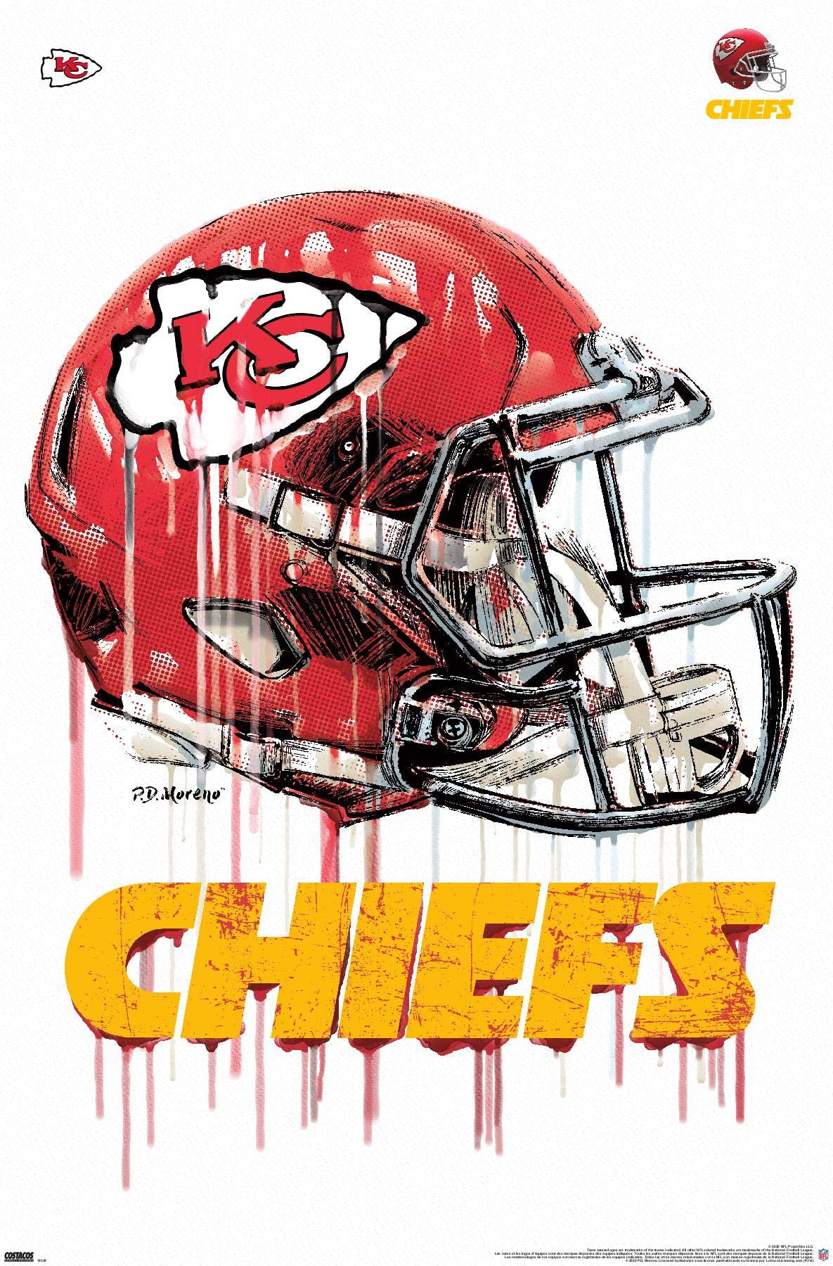 NFL Kansas City Chiefs - Neon Helmet 23 Wall Poster, 22.375" x 34 ...