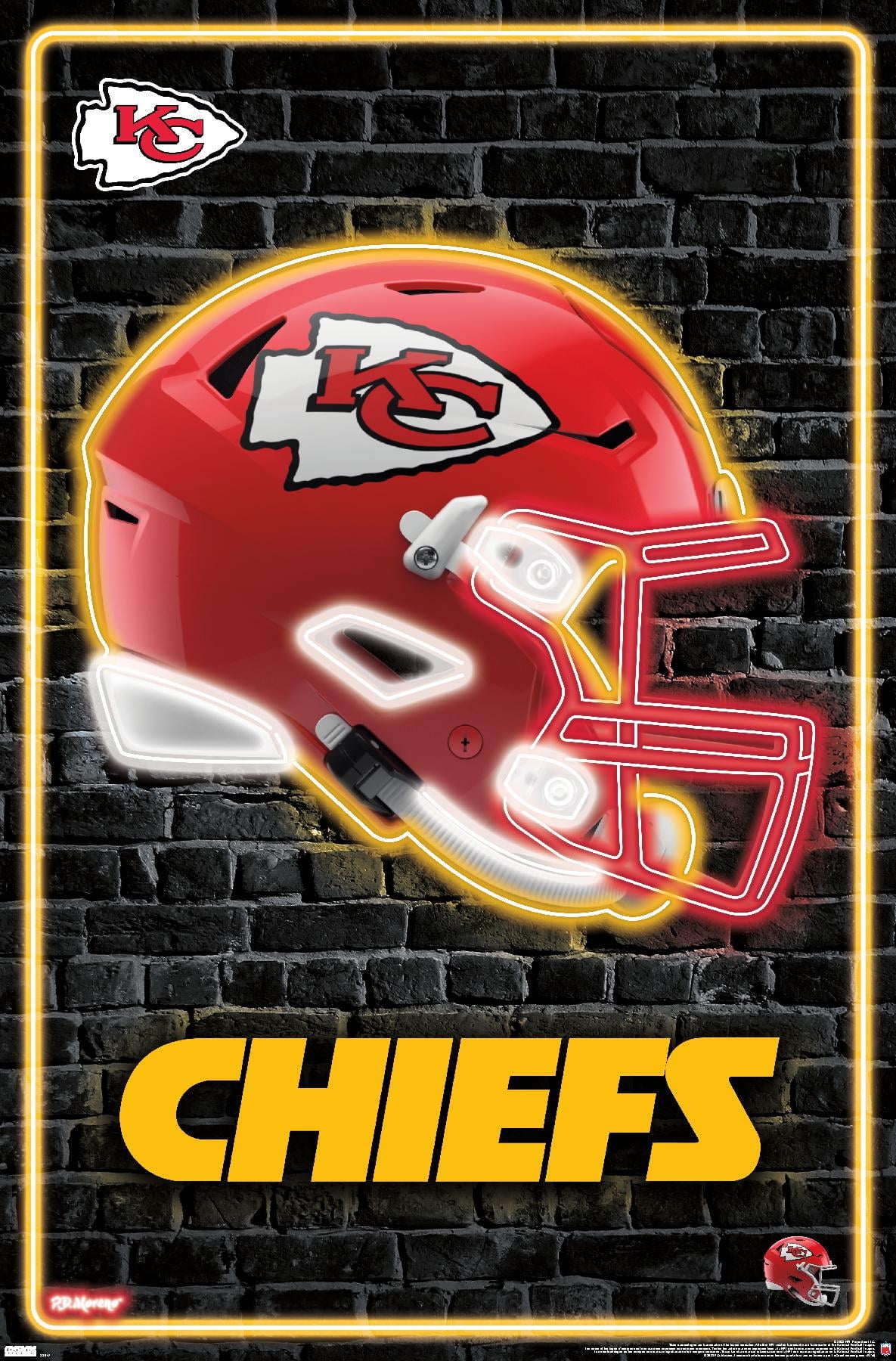 NFL Kansas City Chiefs - Neon Helmet 23 Wall Poster, 22.375" x 34 ...
