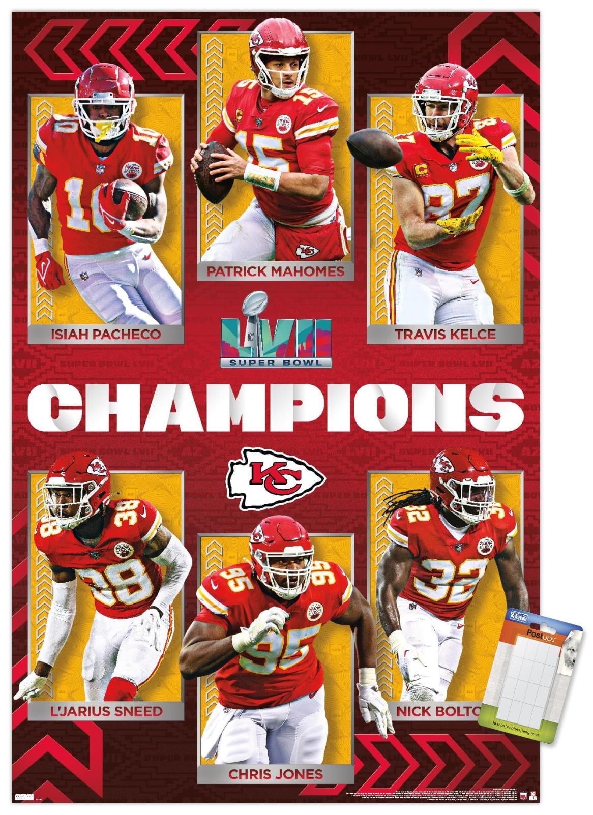 NFL Kansas City Chiefs - Super Bowl LVII Champions Wall Poster, 22.38 x ...